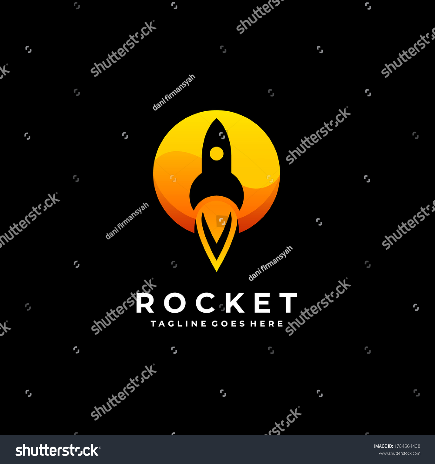 Rocket Moon Negative Space Illustration Vector Stock Vector (Royalty ...