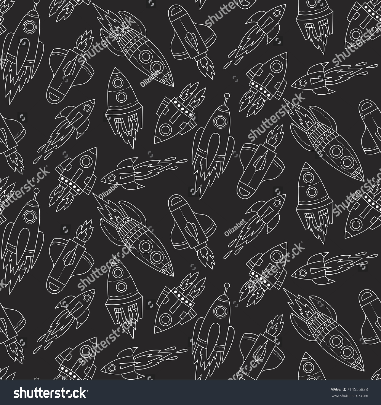 Rockets Space Ships Doodle Cute Seamless Stock Vector (Royalty Free ...