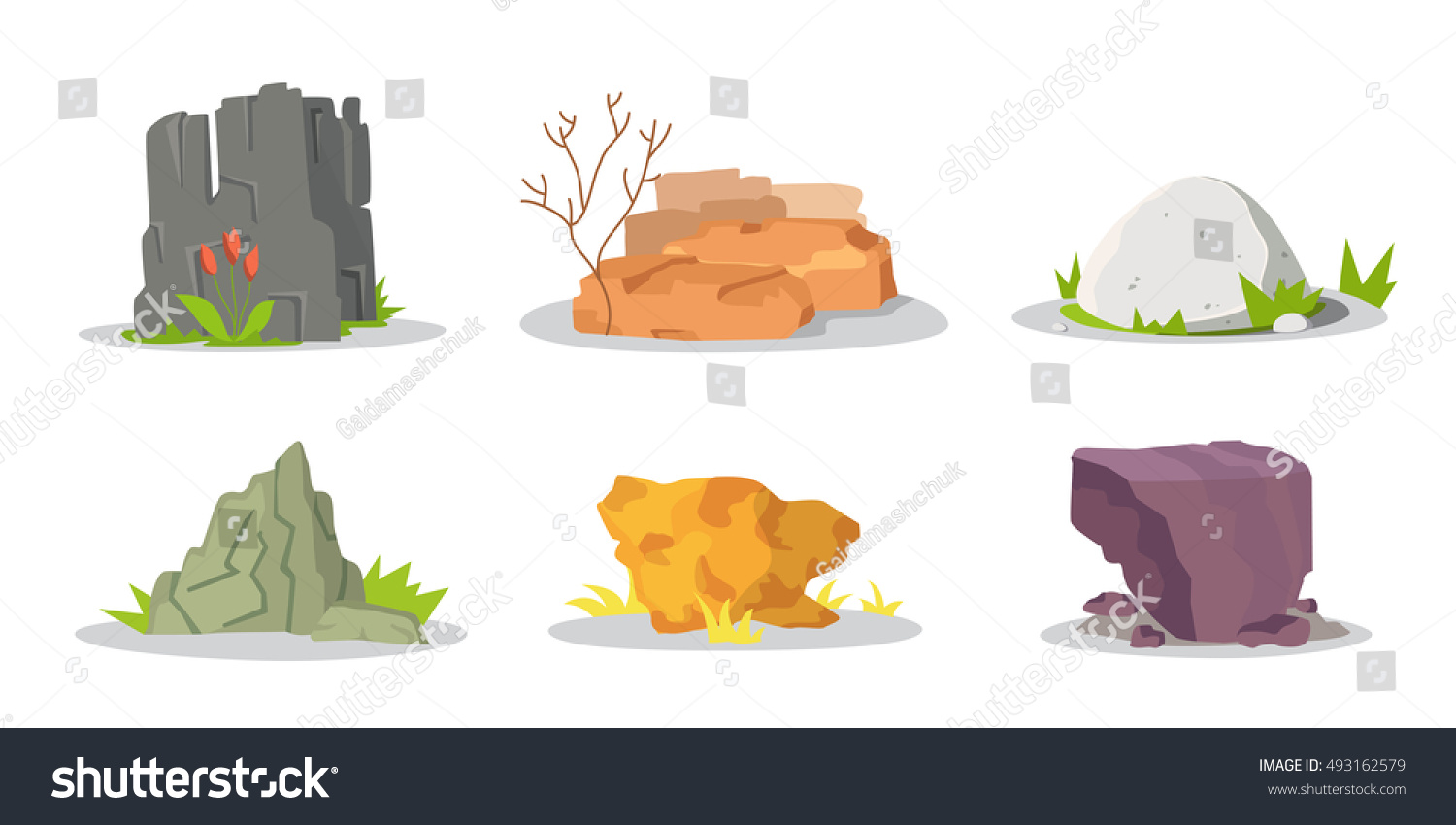 Rocks Stones Elements Collection Set Stock Vector (Royalty Free) 493162579