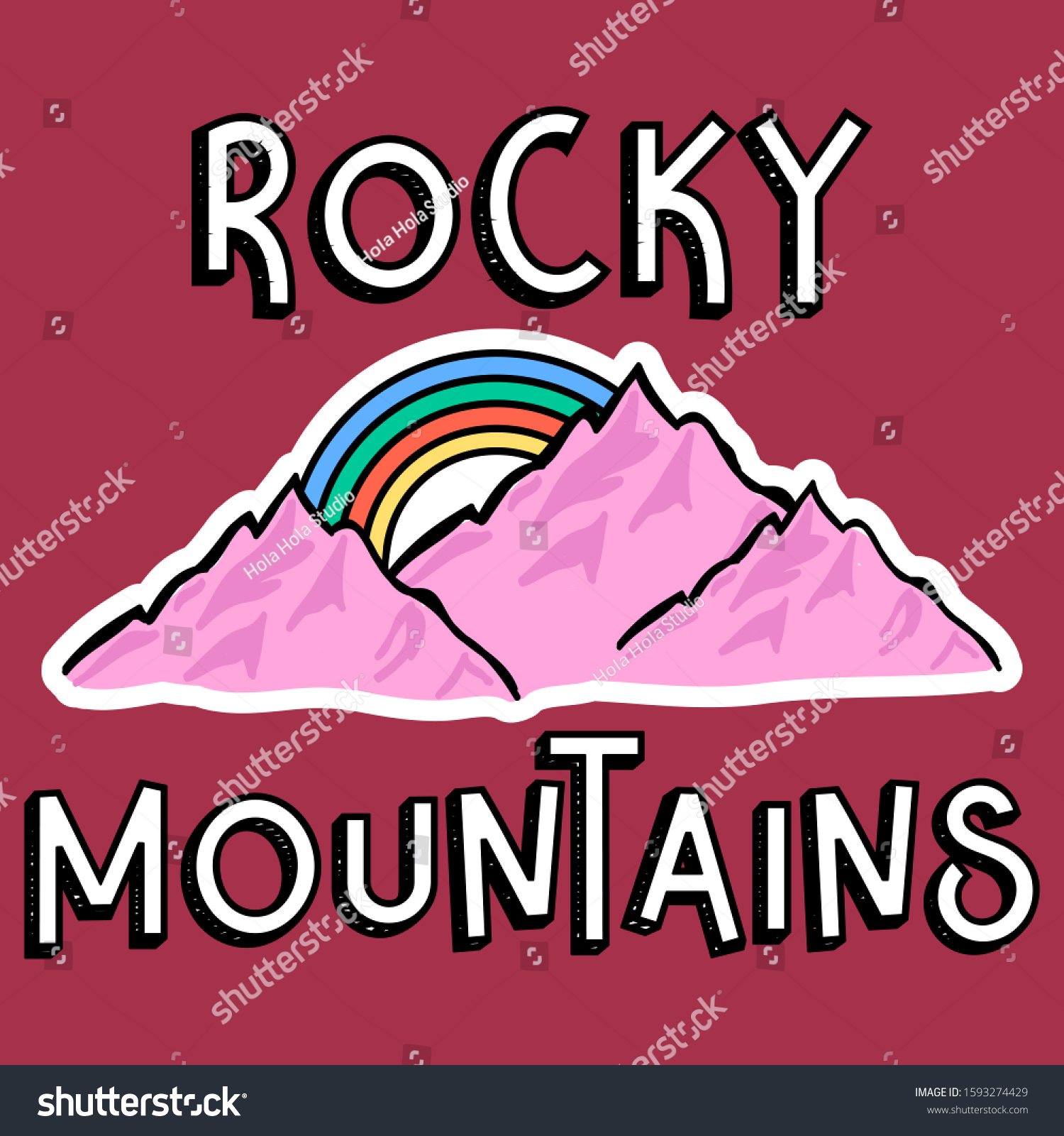 Rocky Mountains Slogan Print Vector Stock Vector (Royalty Free ...