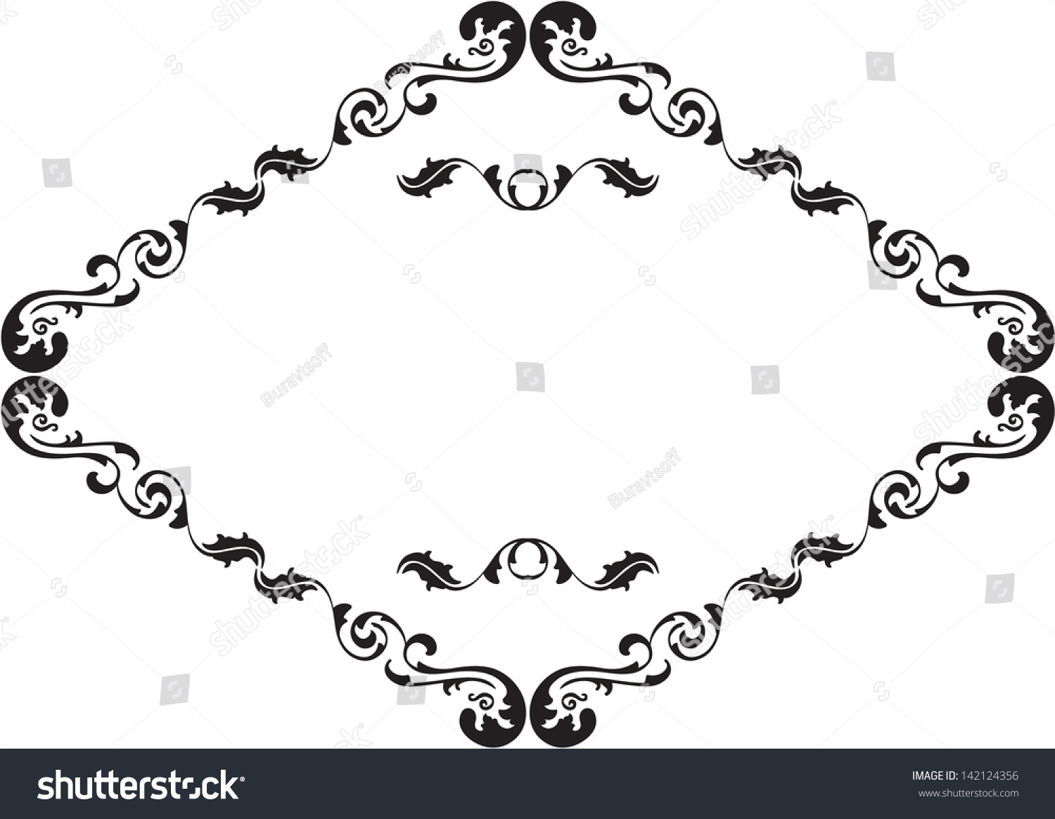 Rococo Border Isolated On White: vector de stock (libre de regalías ...