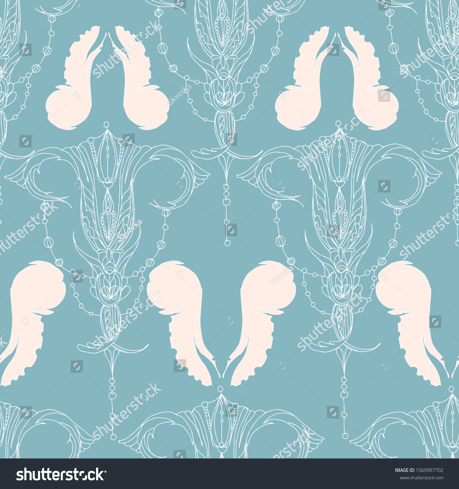 Rococo Vector Hand Drawing Illustration Rococo: vector de stock (libre ...