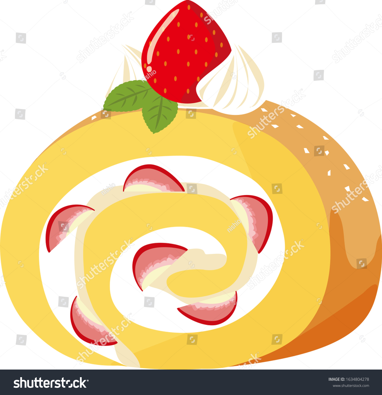Roll Cake Vector Illustration Cake Sweets Stock Vector (Royalty Free ...