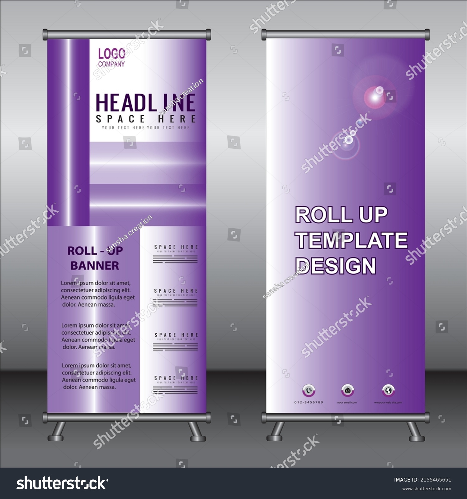 Roll Banner Template Designbanner Layout Advertisement Stock Vector ...