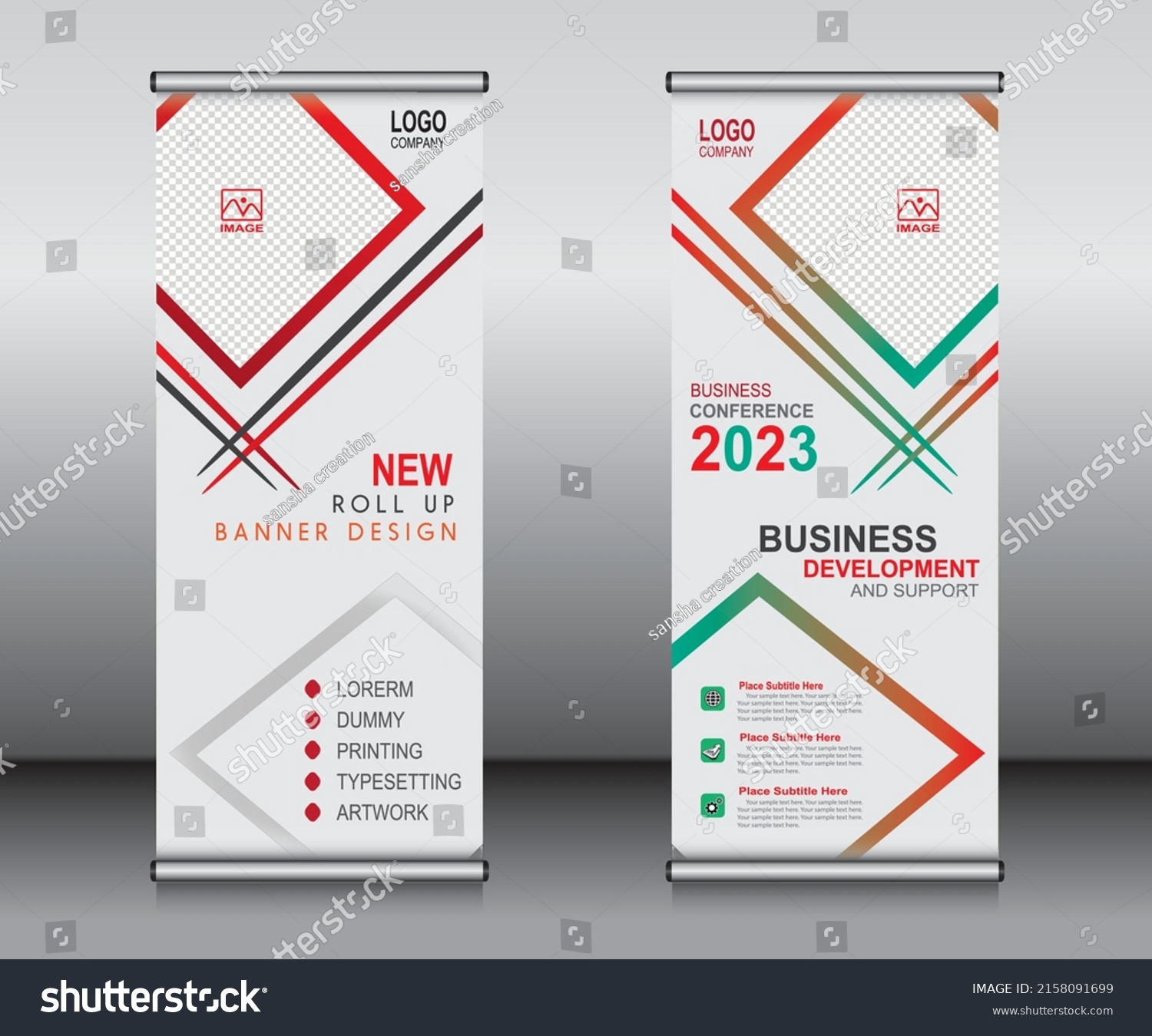 Roll Banner Template Designbanner Layout Advertisement Stock Vector ...