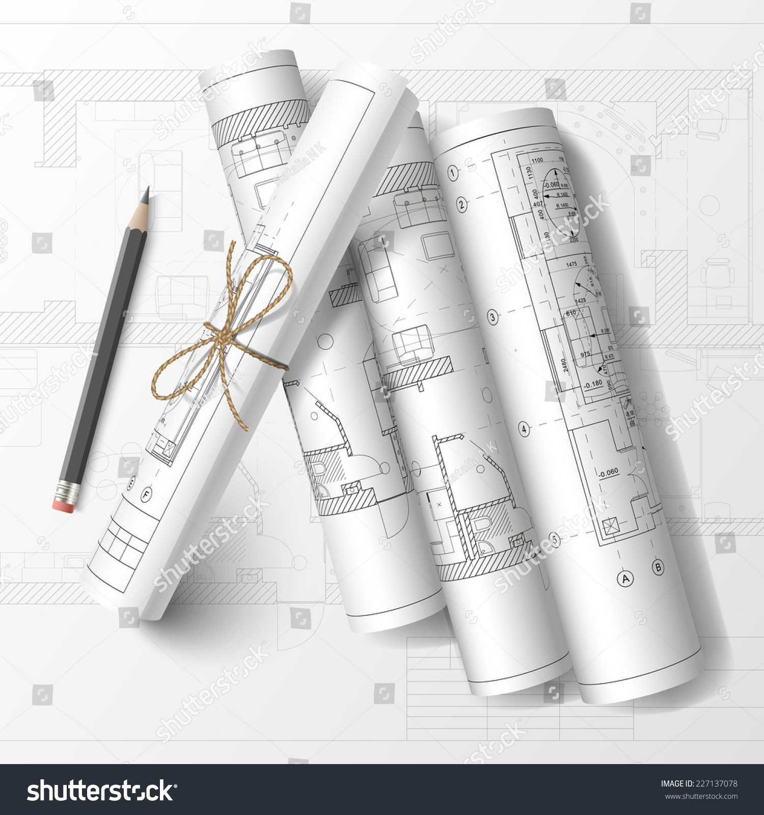 Rolled Drafts Pencil Vector Illustration Stock Vector (Royalty Free ...