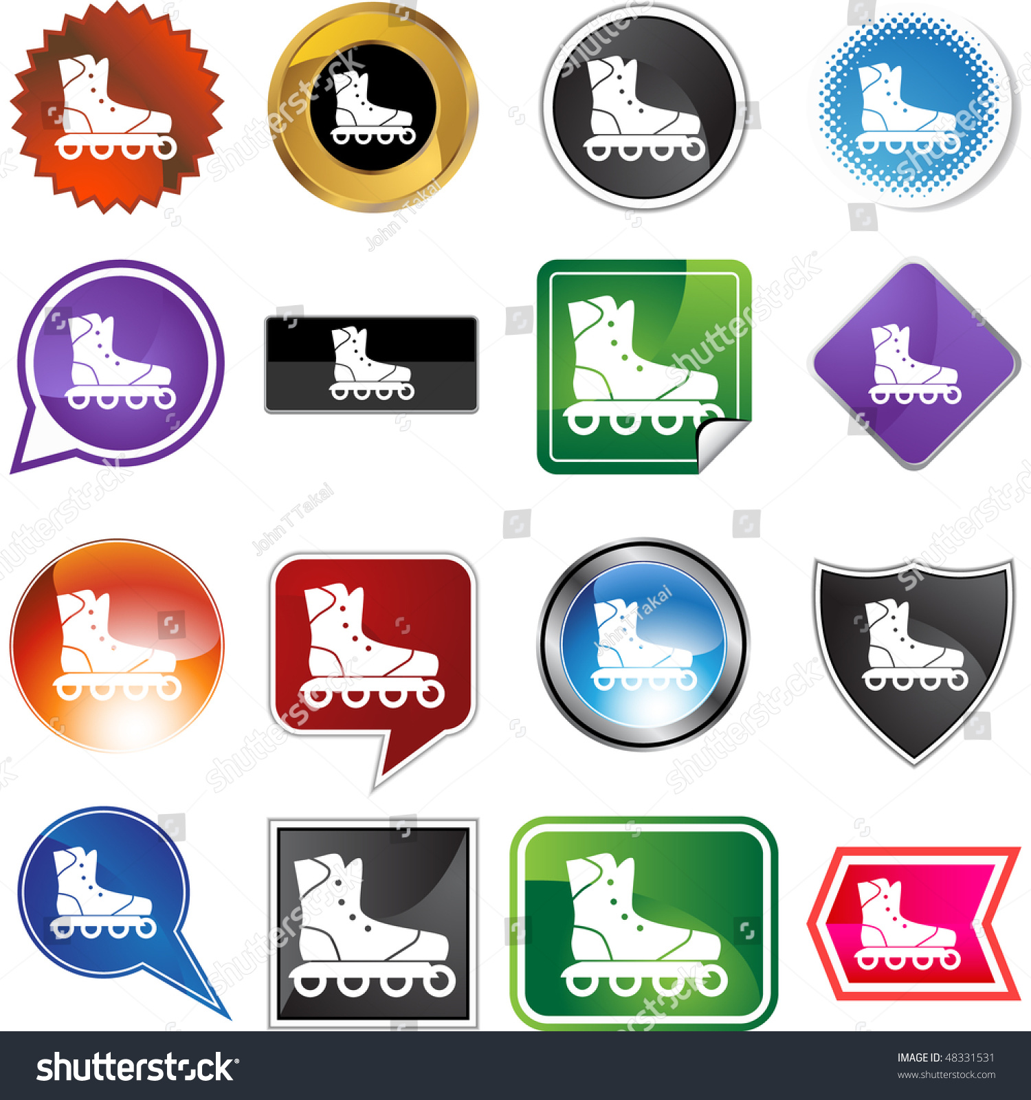 Rollerblade Icon Button Symbol Isolated On Stock Vector (Royalty Free ...