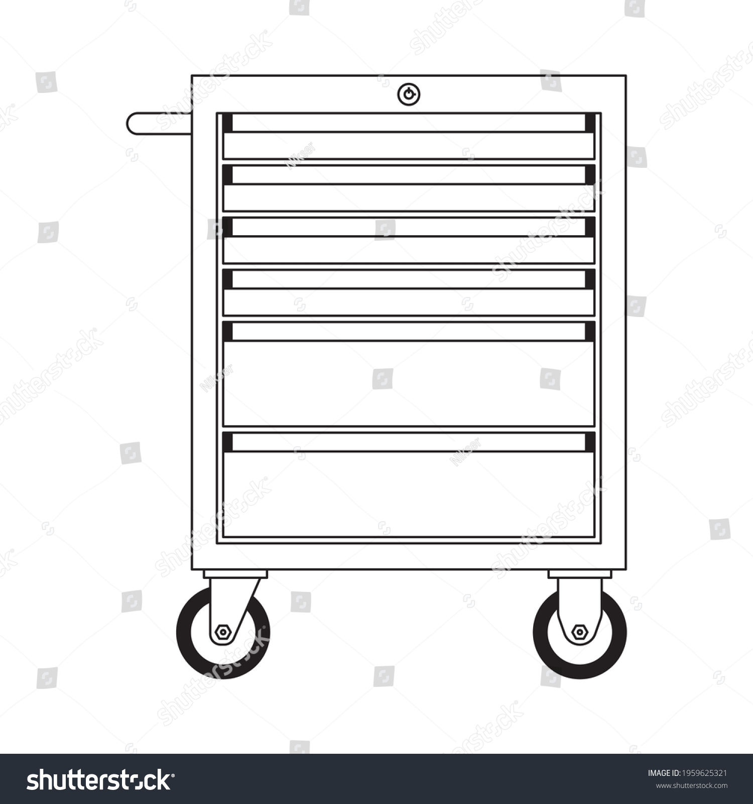 Rolling Tool Chest Storage Drawers Stock Vector (Royalty Free) 1959625321