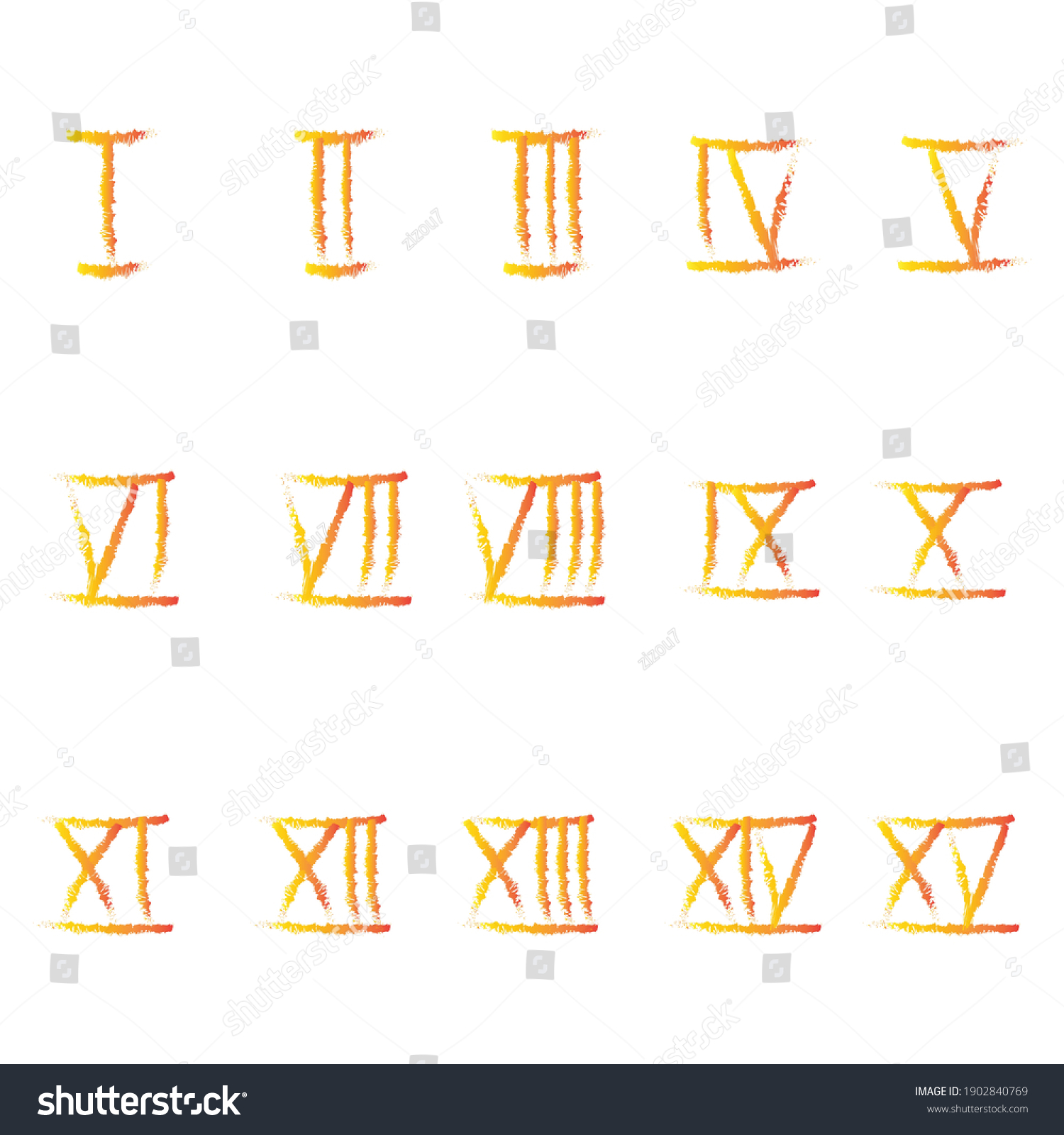 Roman Numbers Chart 1 15 Stock Vector (Royalty Free) 1902840769