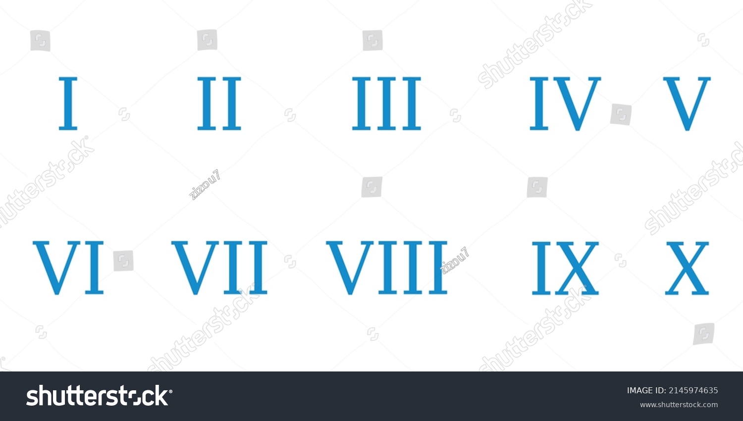 Roman Numerals Chart Vector Illustration Isolated Stock Vector (Royalty ...