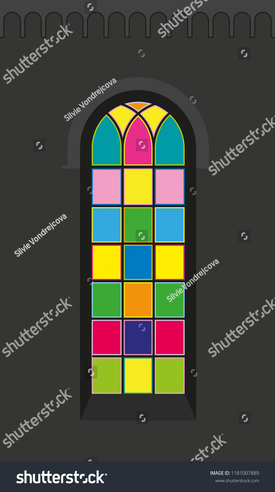 Romanesque Window Silhouette Vista Vector Graphic Stock Vector (Royalty ...