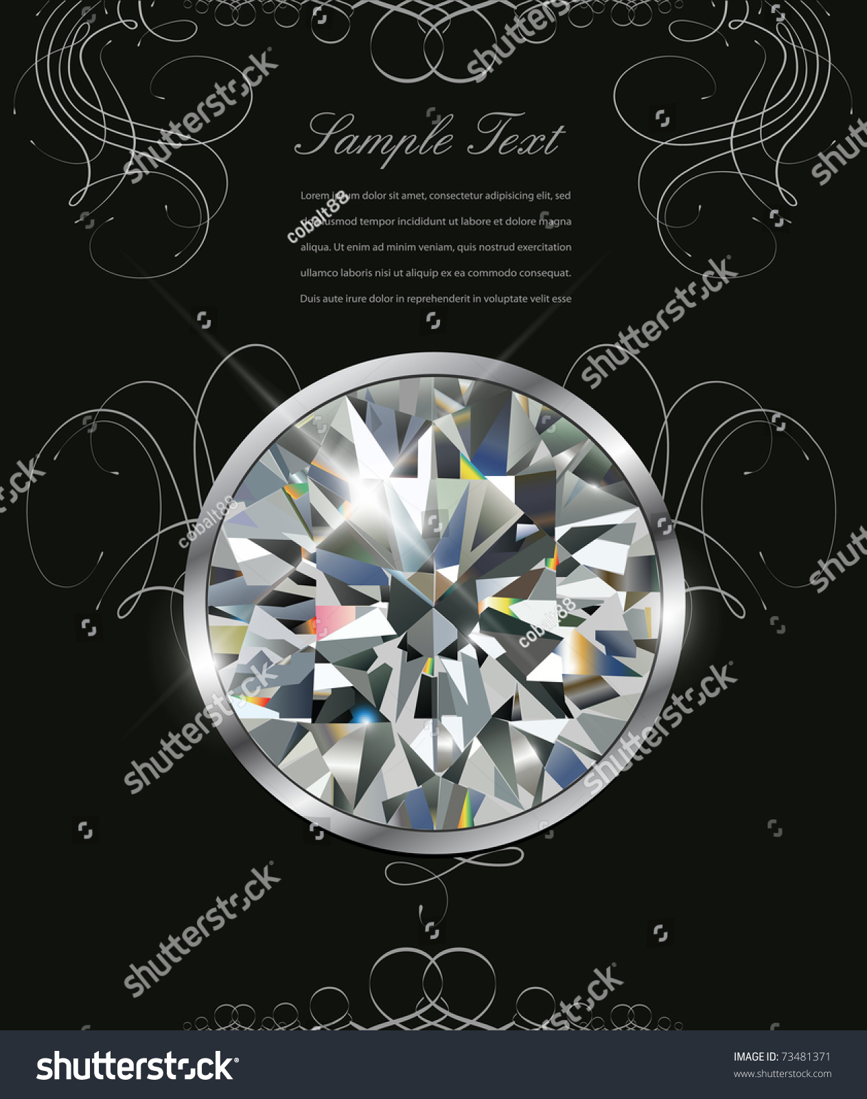 Romantic Background Black Realistic Diamond Vector Stock Vector ...