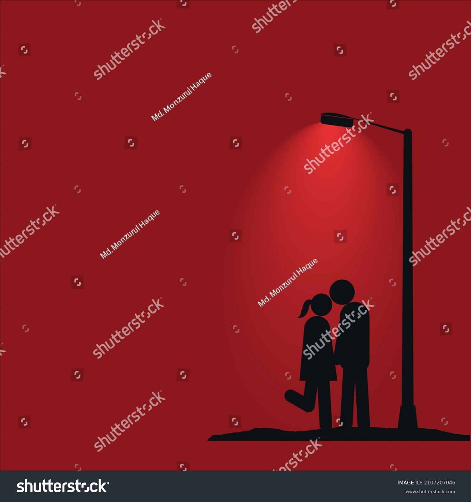 Romantic Couple Under Lamp Post Stock Vector (Royalty Free) 2107207046 ...