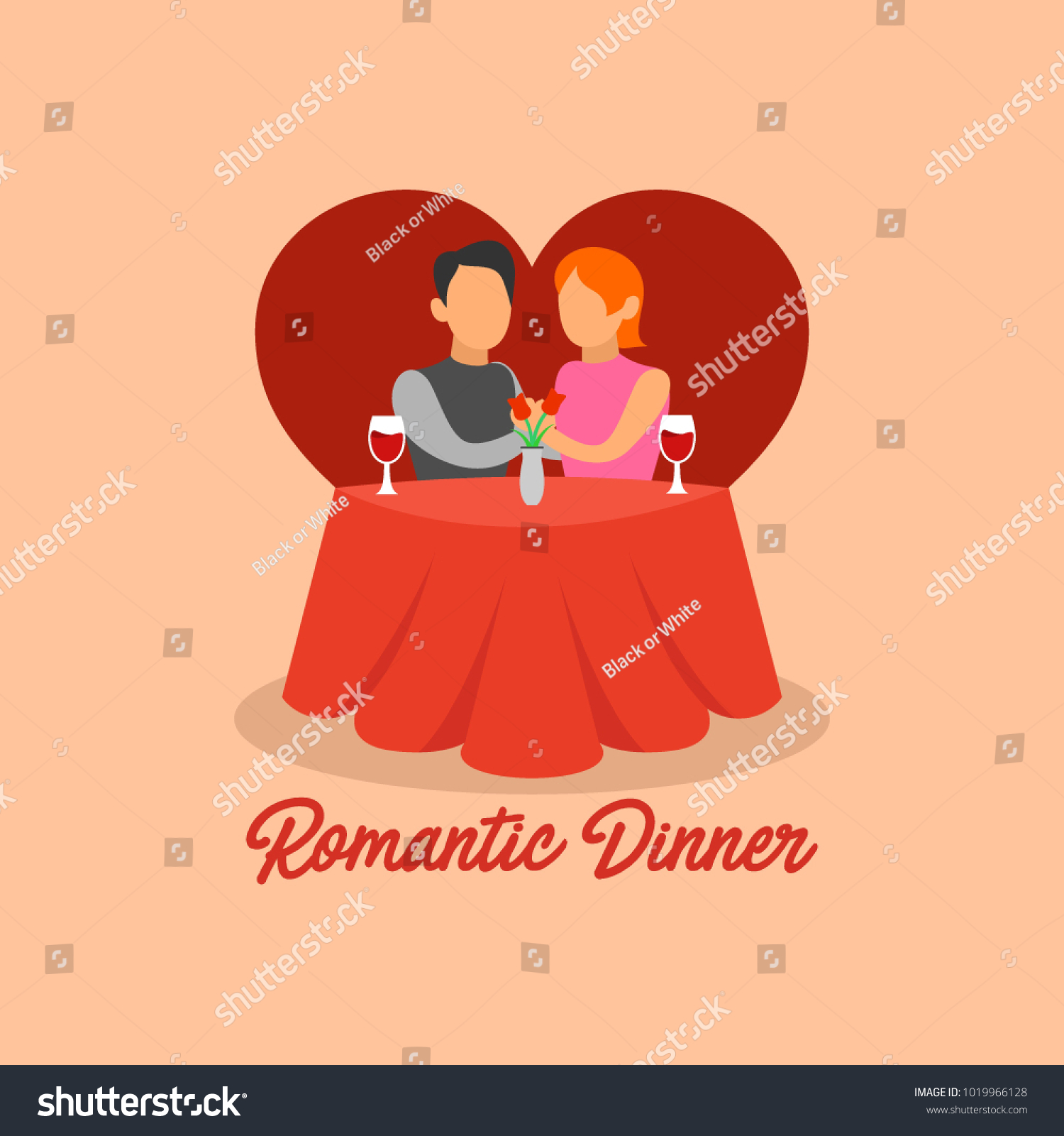 Romantic Dinner Illustration Stock Vector (Royalty Free) 1019966128 ...