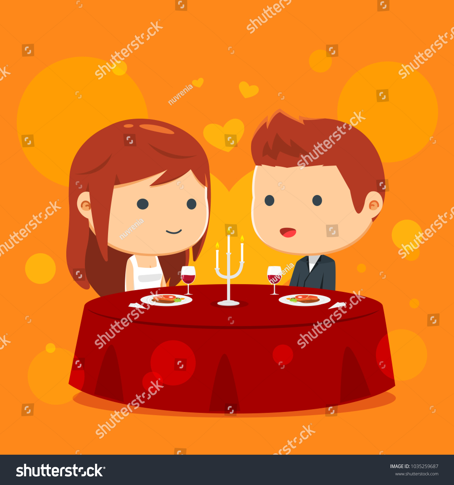 Romantic Dinner Candle Light Stock Vector (Royalty Free) 1035259687 ...