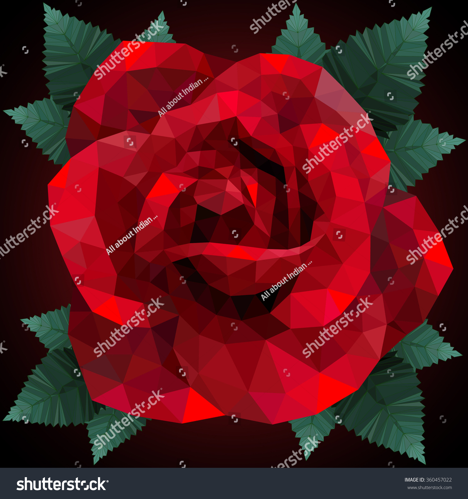 Romantic Red Rose Low Poly Style Stock Vector (Royalty Free) 360457022 ...