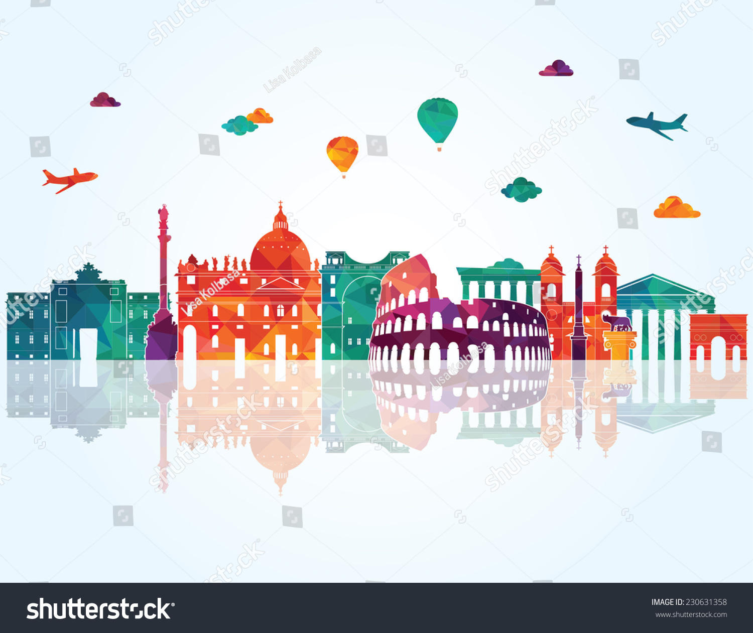 Rome Skyline Vector Illustration Stock Vector (Royalty Free) 230631358