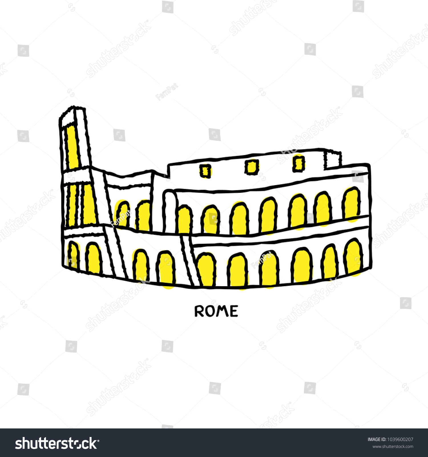 Rome Vector Illustration Stock Vector (Royalty Free) 1039600207 ...