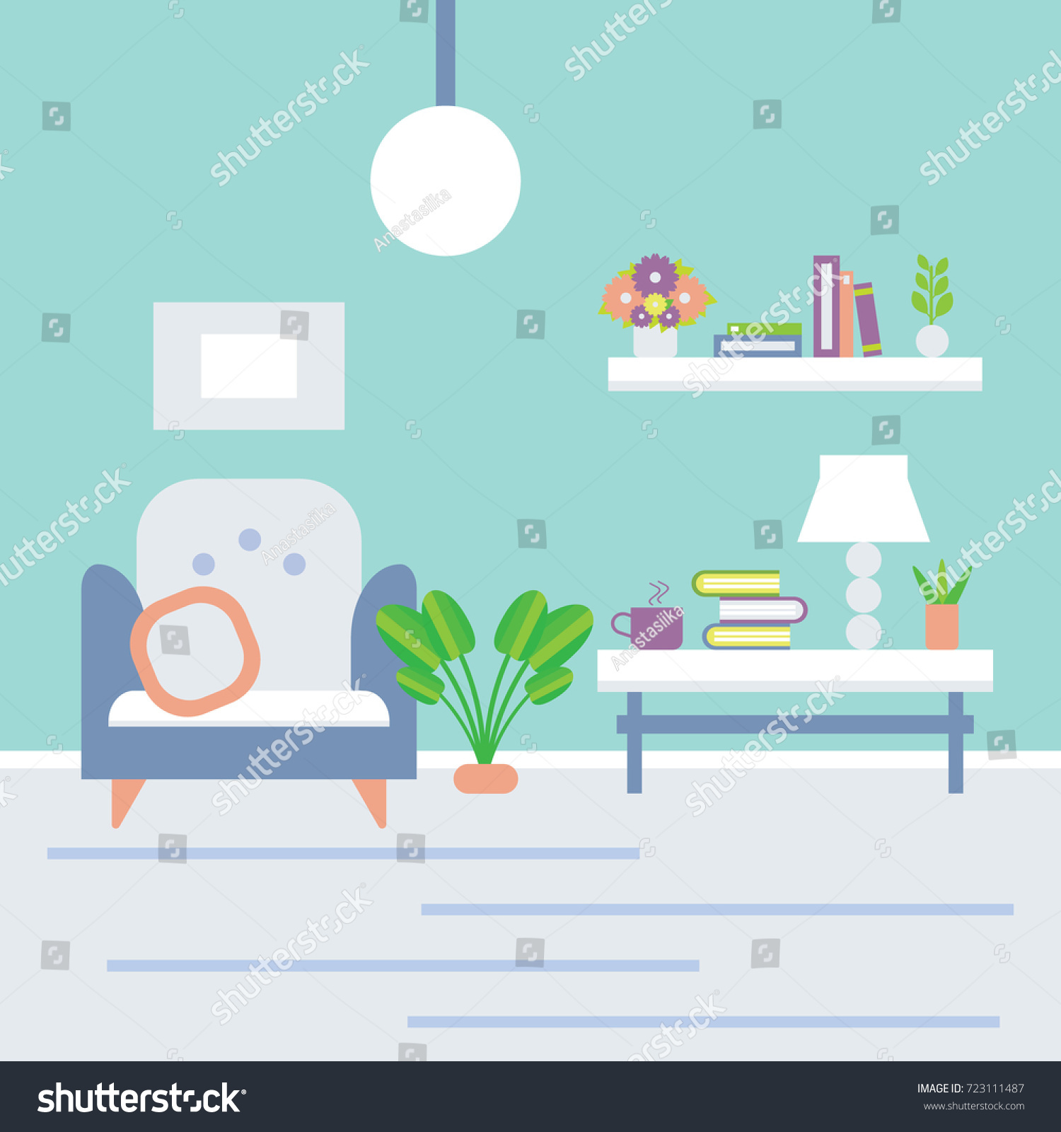 Room Interior Vector Illustration Stock Vector (Royalty Free) 723111487 ...