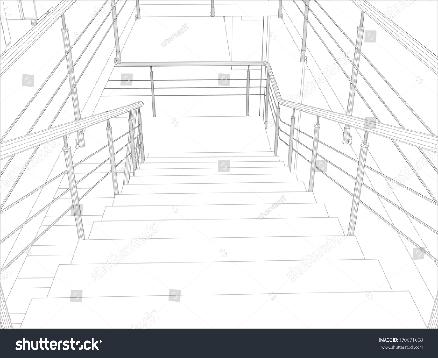 Room Staircase Railing Vector Format Created Stock Vector (Royalty Free ...