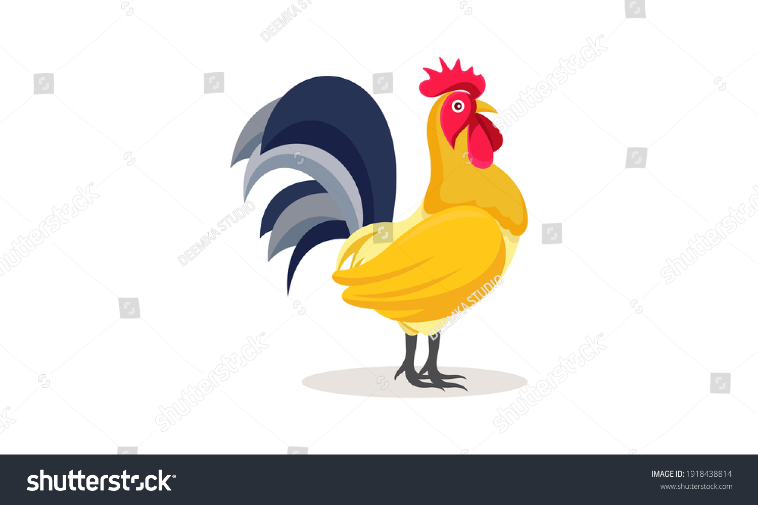 Rooster Character Portrait Vector Flat Illustration Stock Vector ...