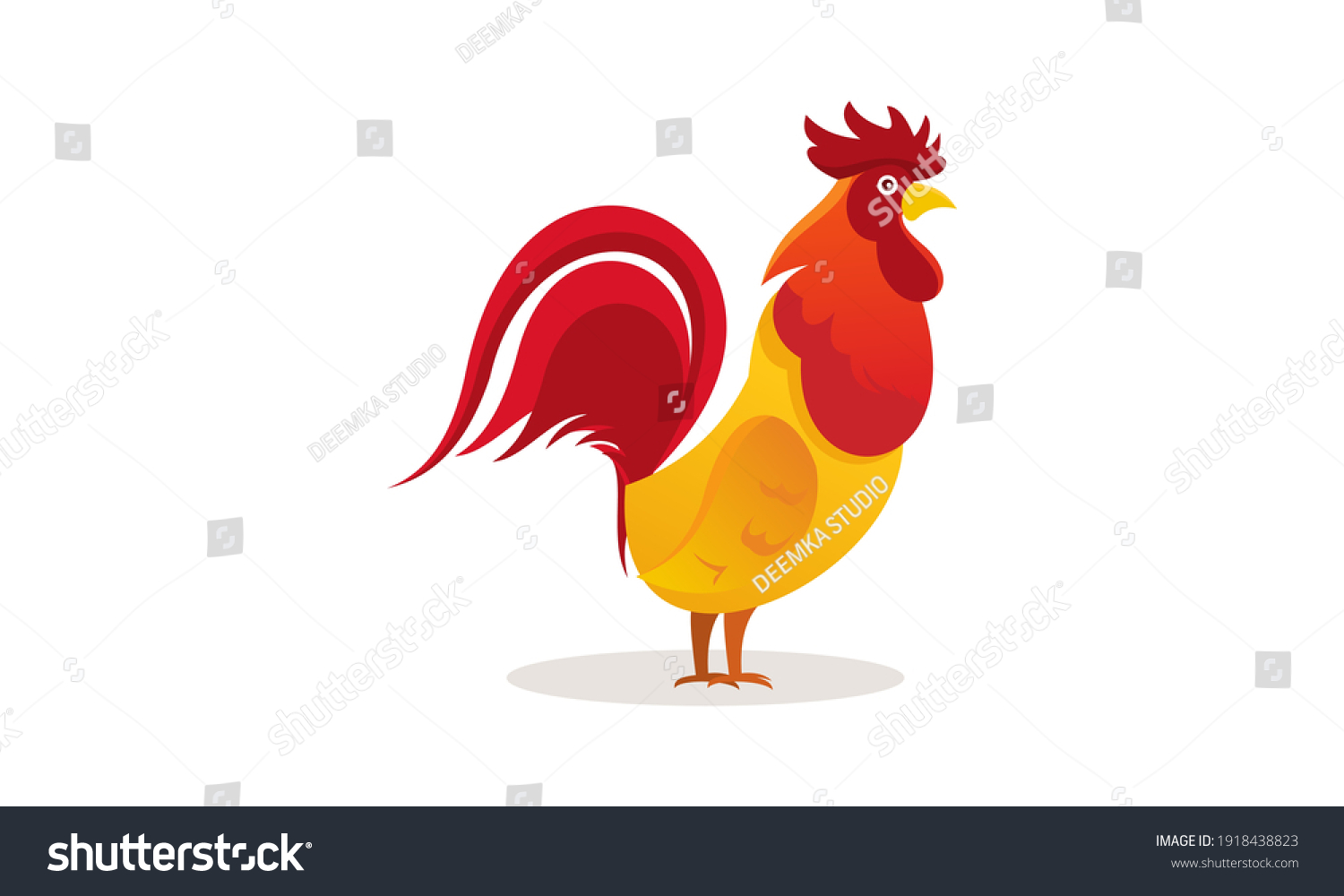 Rooster Character Portrait Vector Flat Illustration Stock Vector ...