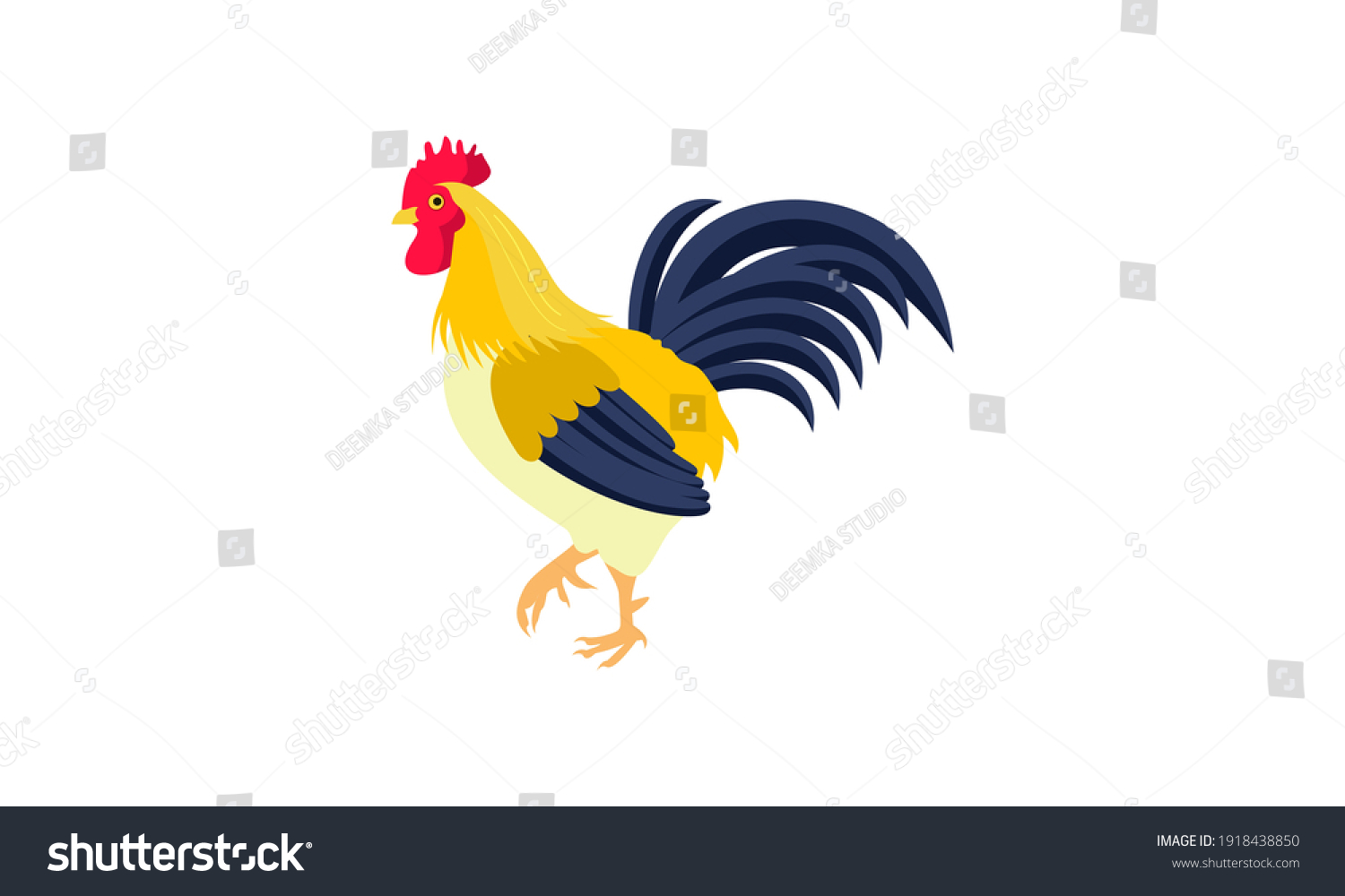 Rooster Character Portrait Vector Flat Illustration Stock Vector ...