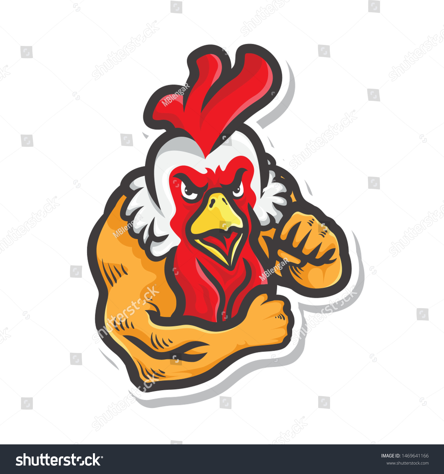 Rooster Fighter Vector Illustration Sticker: vector de stock (libre de ...