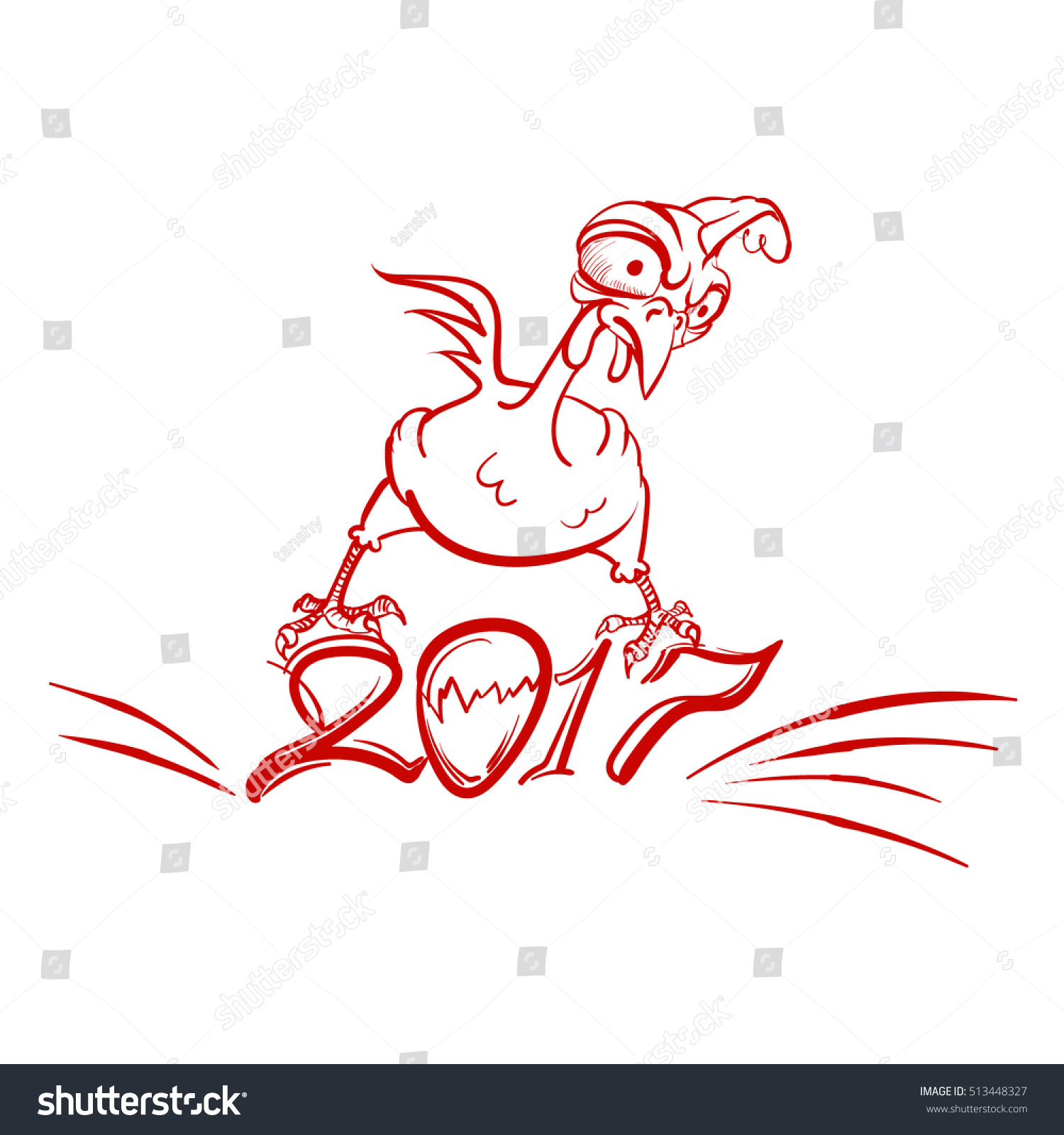 Rooster Funny Character Symbol Vector 2017: เวกเตอร์สต็อก (ปลอดค่า ...