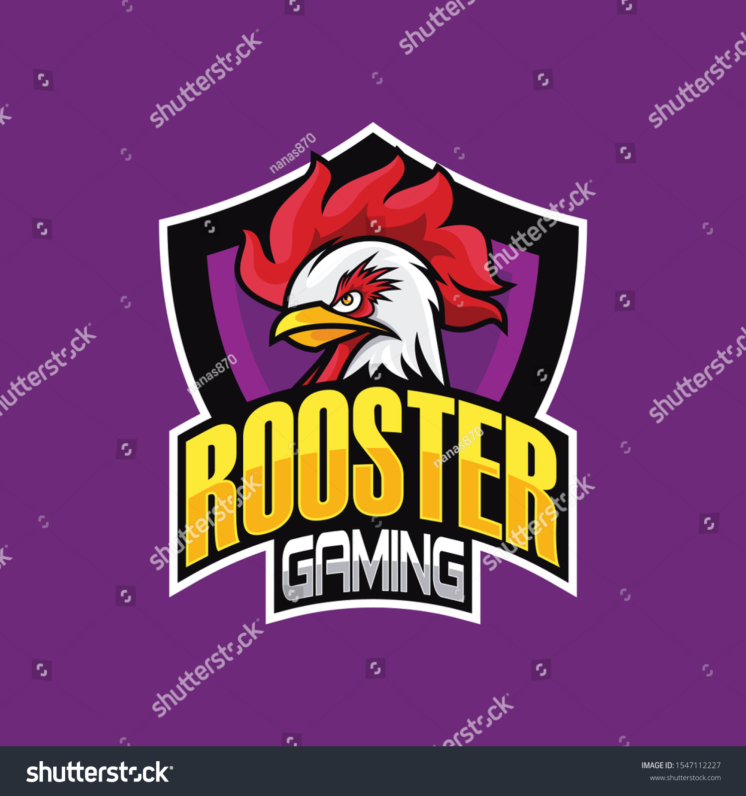 Rooster Gaming Logo Design Vector: เวกเตอร์สต็อก (ปลอดค่าลิขสิทธิ์ ...