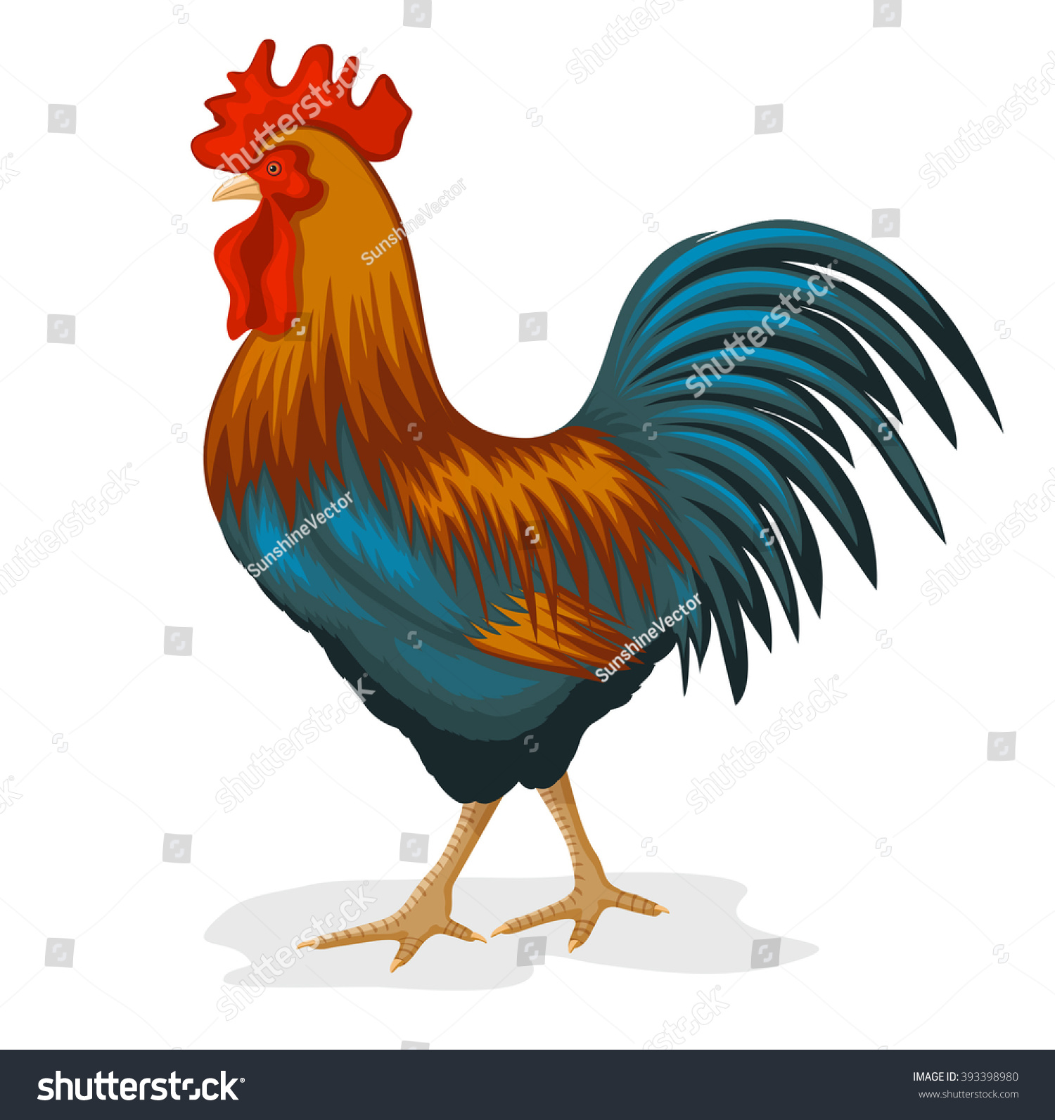 Rooster Vector Illustration Color Stock Vector (Royalty Free) 393398980