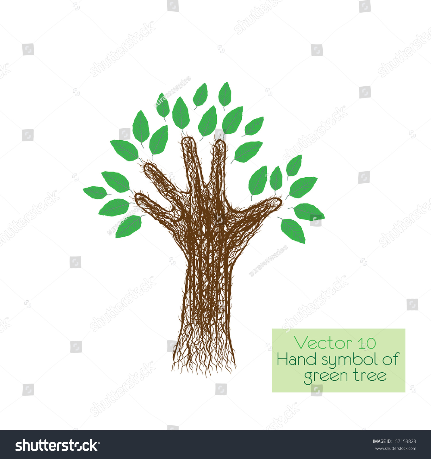 Root Hand Style Save Earth Tree: vector de stock (libre de regalías ...