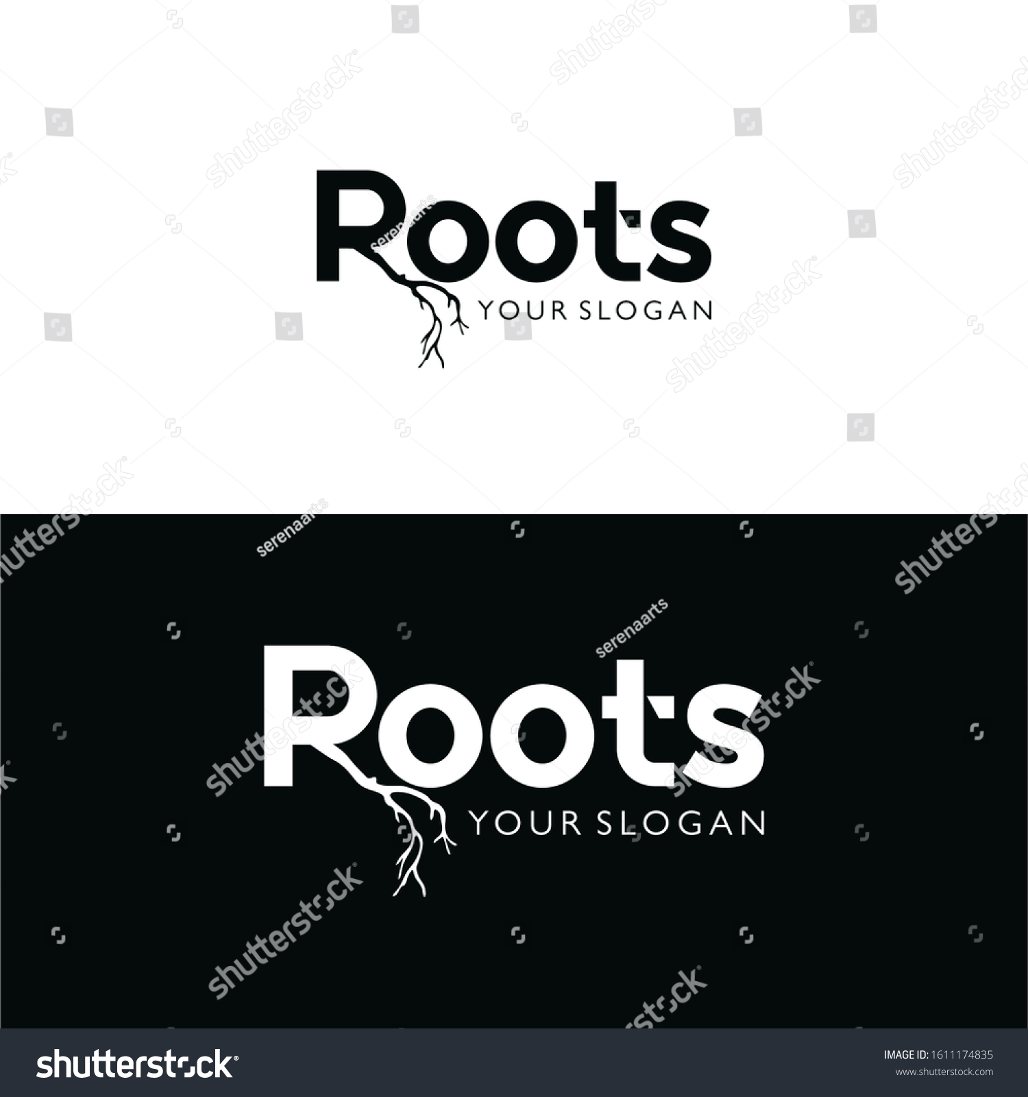 Root Logo Design Sapling Grow Vector Stock Vector (Royalty Free) 1611174835
