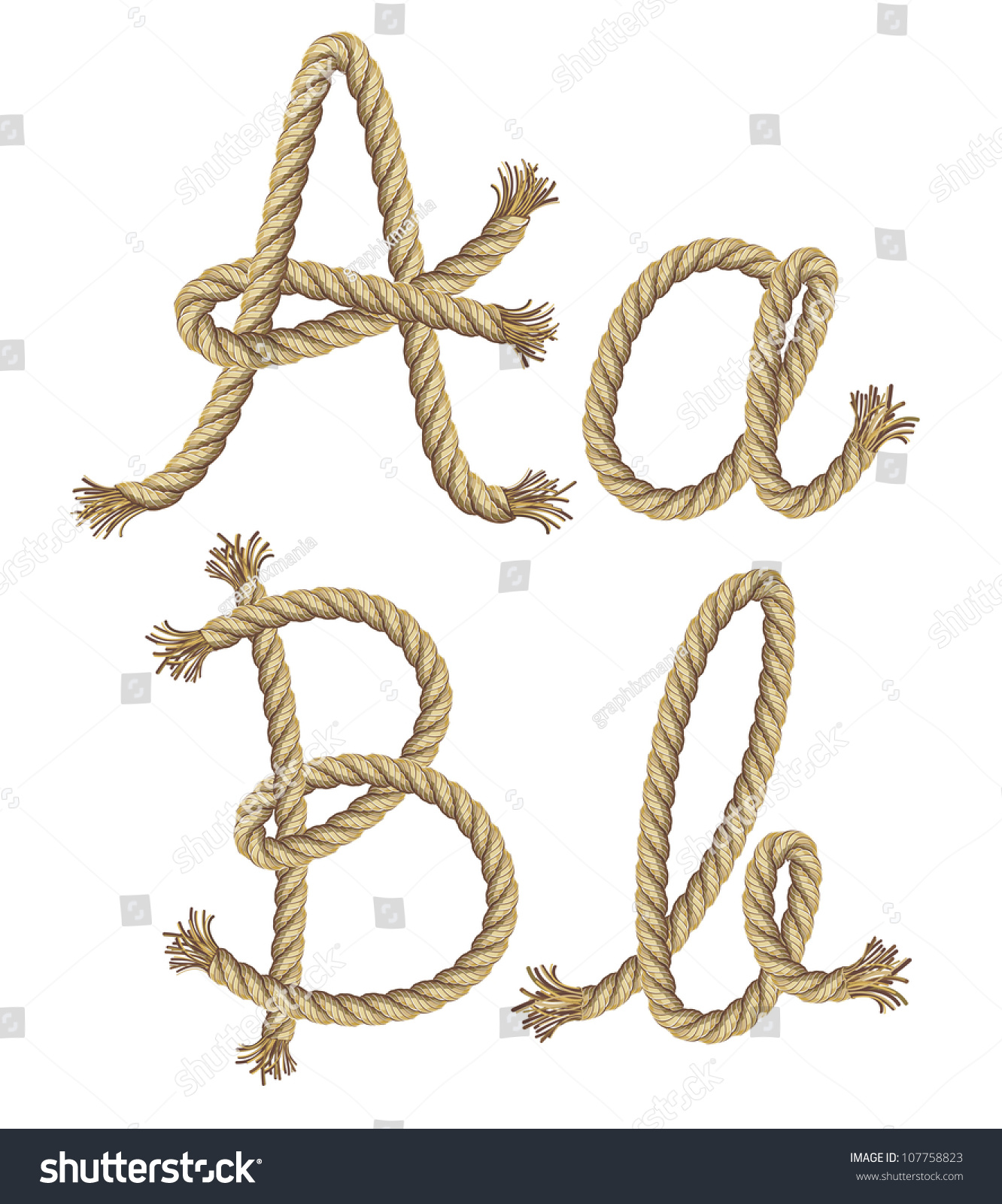 Rope Alphabet Vector Illustration Stock Vector (Royalty Free) 107758823