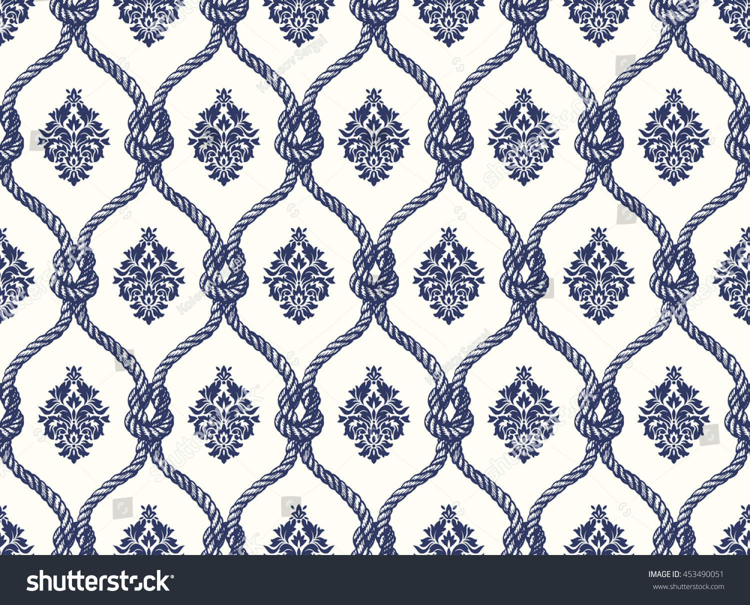 Rope Seamless Tied Fishnet Damask Pattern Stock Vector (Royalty Free ...