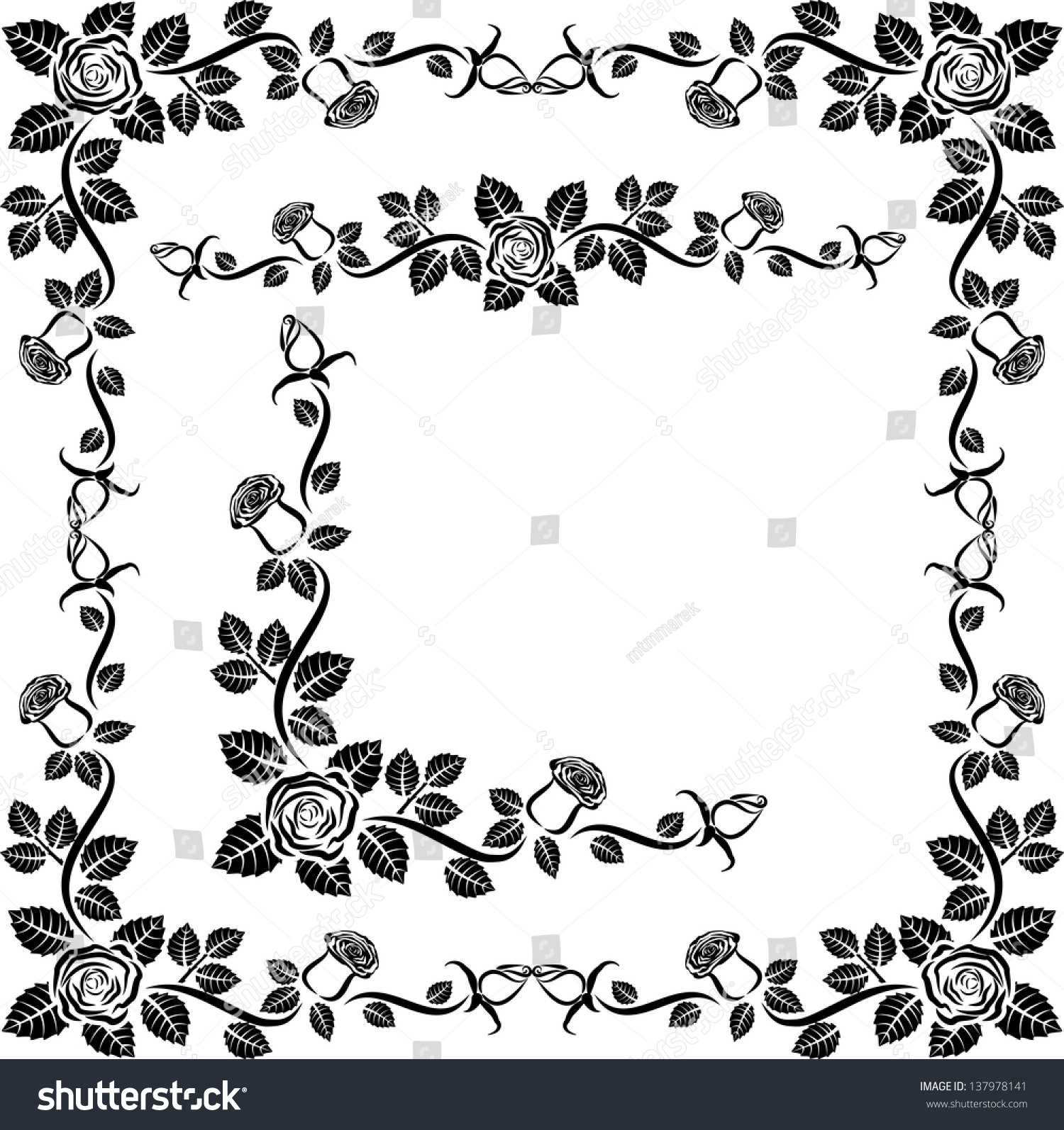 Rose Border Frame Corner Stock Vector (Royalty Free) 137978141