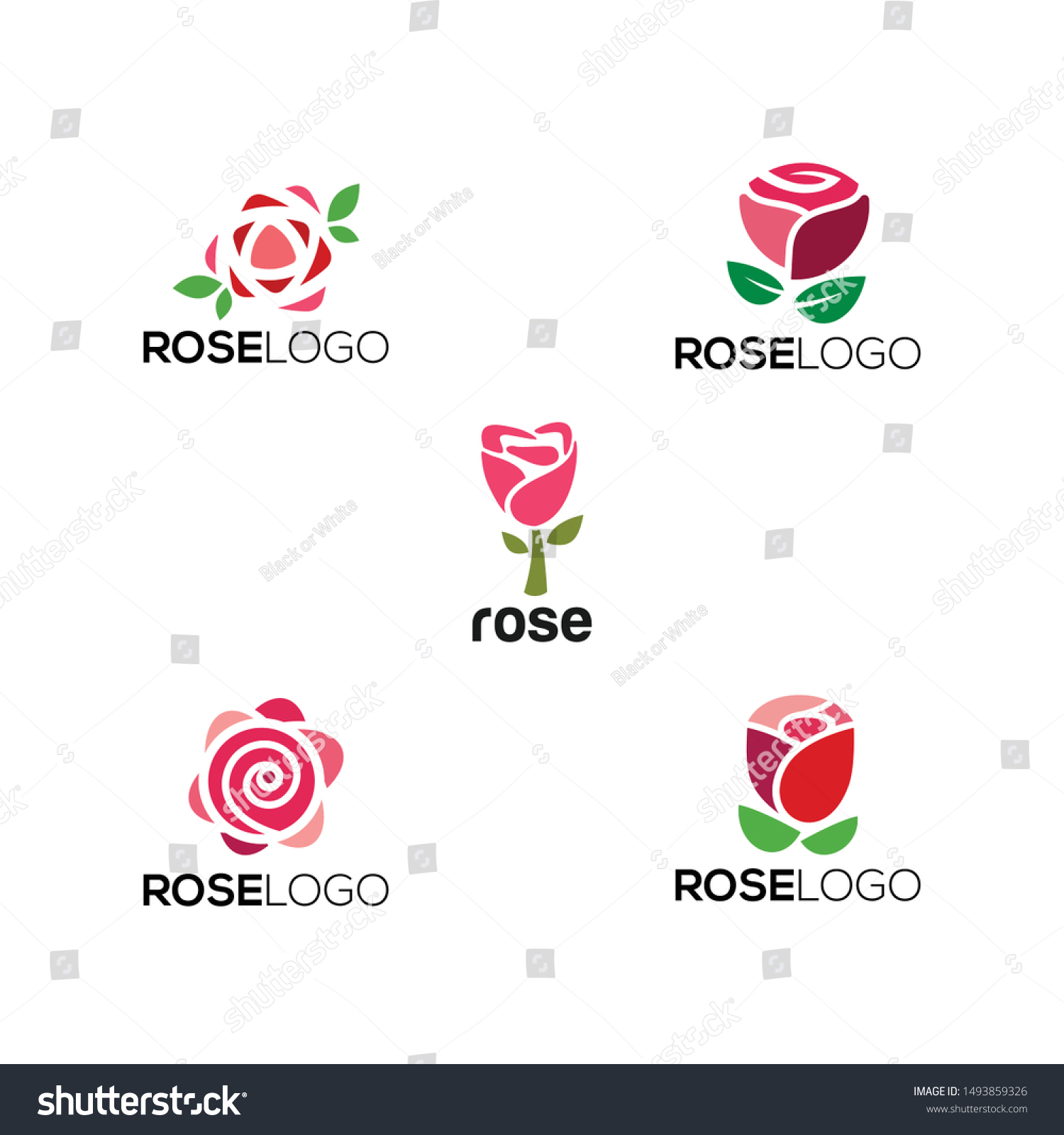 Rose Flower Logo Design Vector Stock Vector (Royalty Free) 1493859326 ...