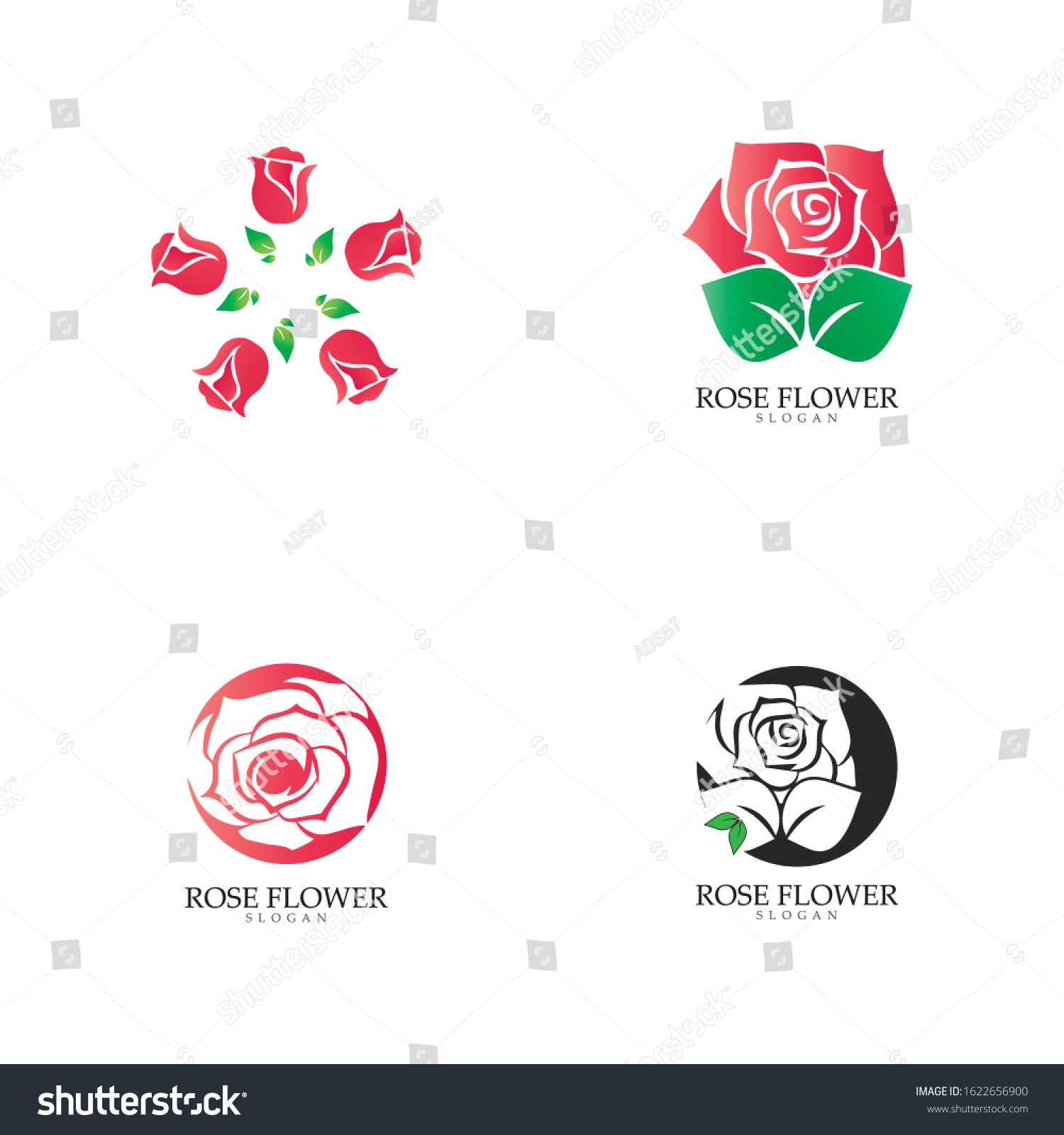 Rose Flower Logo Template Vector Illustration 库存矢量图（免版税）1622656900 ...