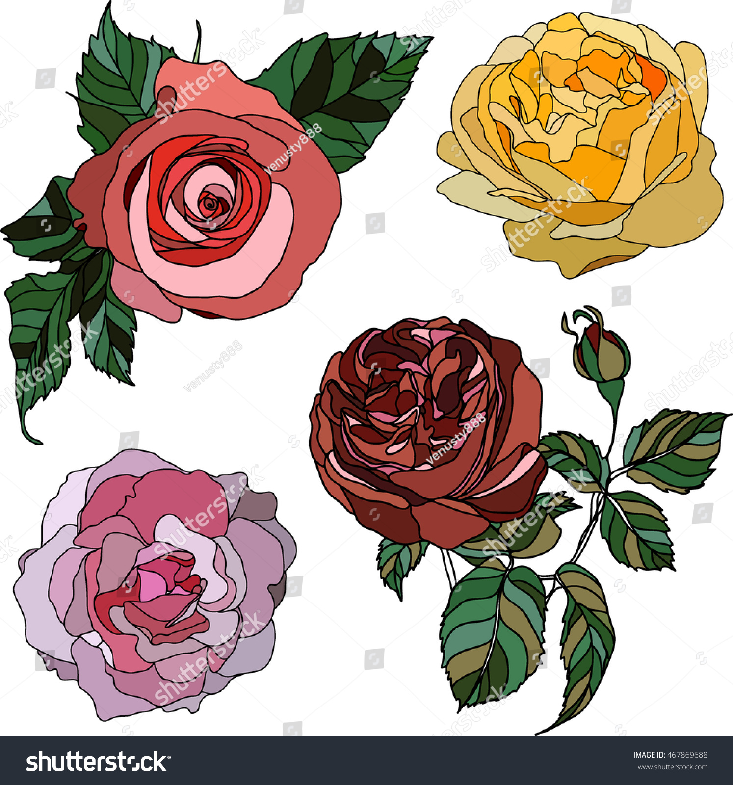 Rose Flower Vector: vector de stock (libre de regalías) 467869688