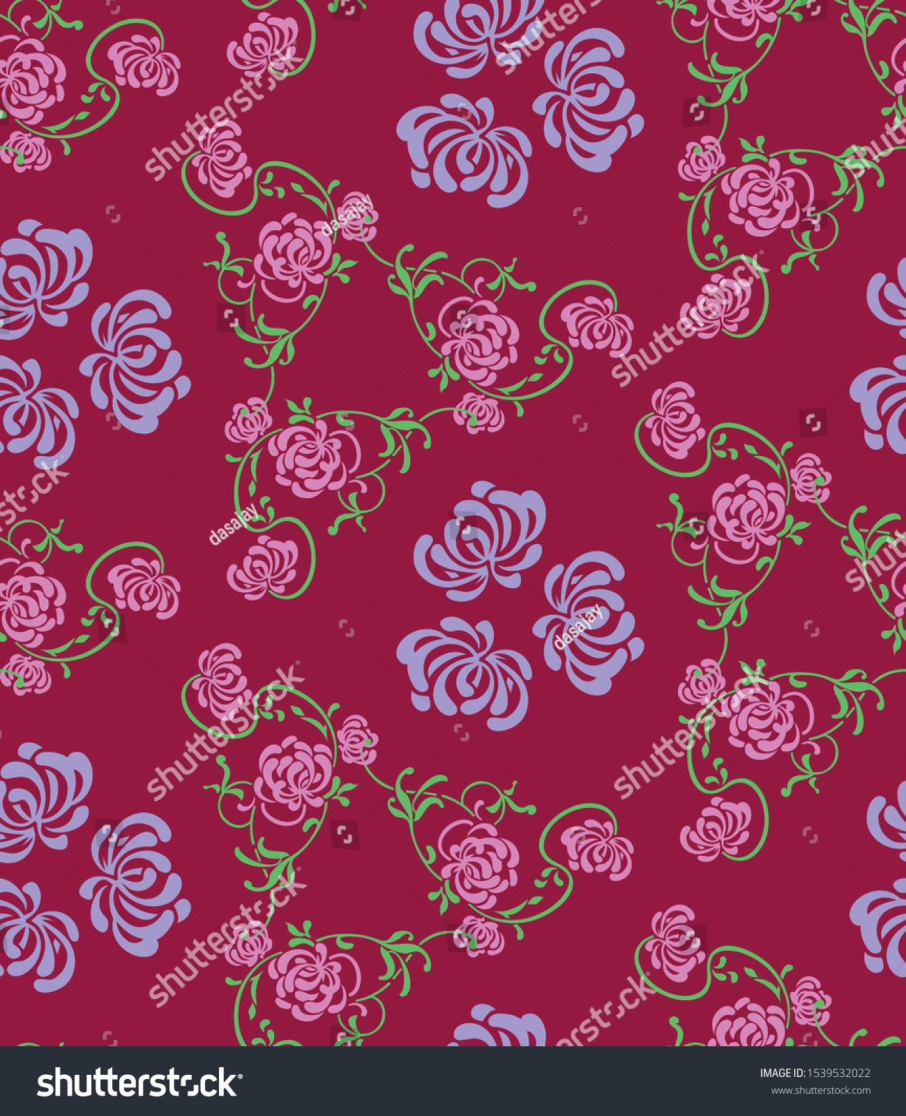 Rose Flower Vector Repeat Pattern Great Stock Vector (Royalty Free ...