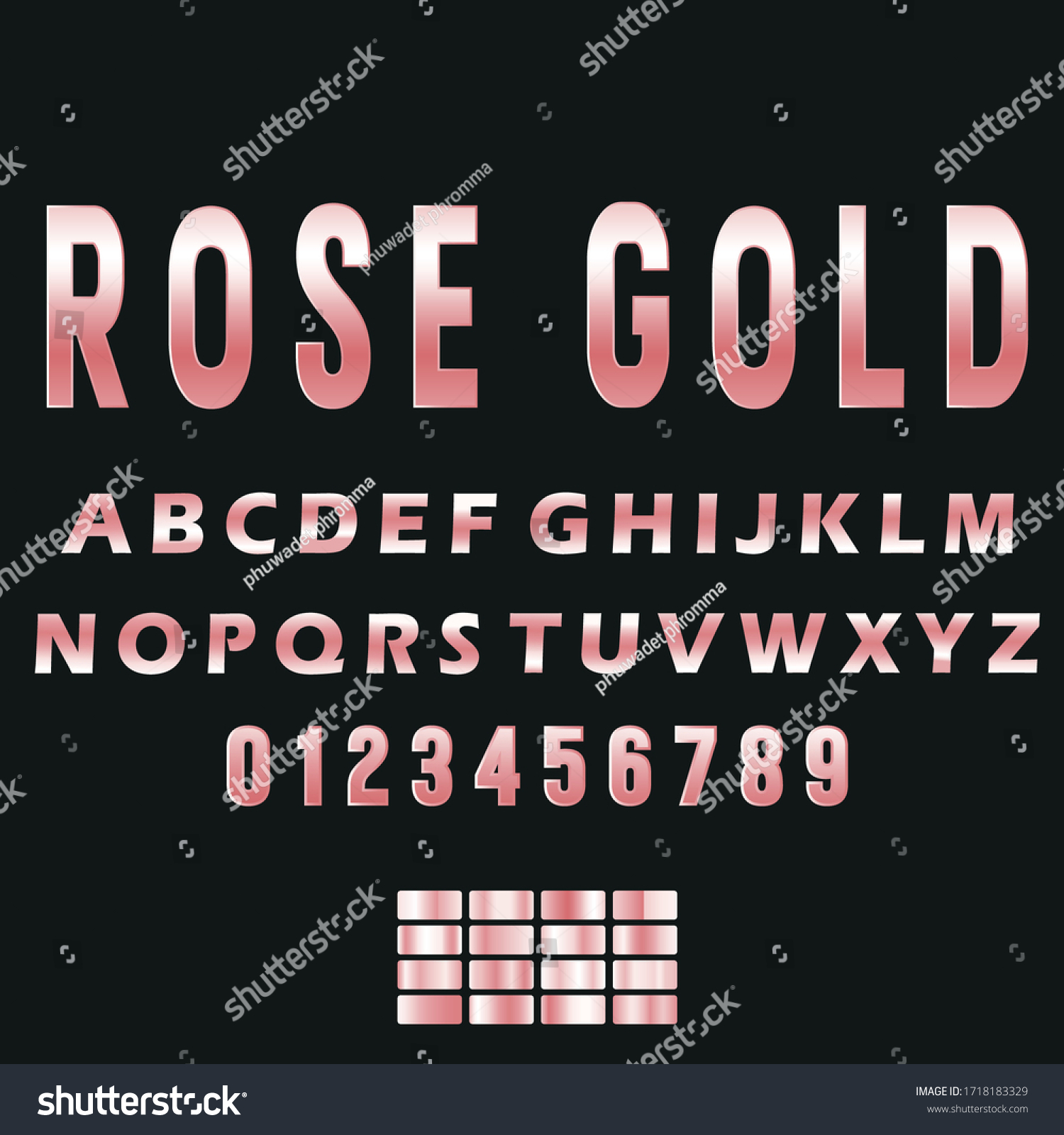 Vektor Stok Rose Gold Fonts Vector Type Text (Tanpa Royalti) 1718183329 ...