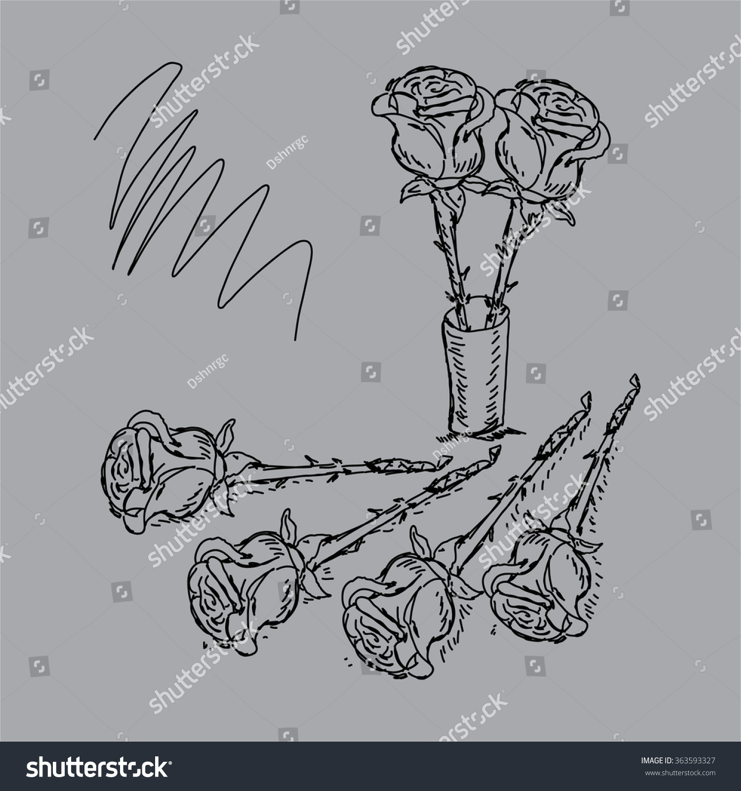 Rose Hand Drawing Vector Doodle Design: เวกเตอร์สต็อก (ปลอดค่าลิขสิทธิ์ ...