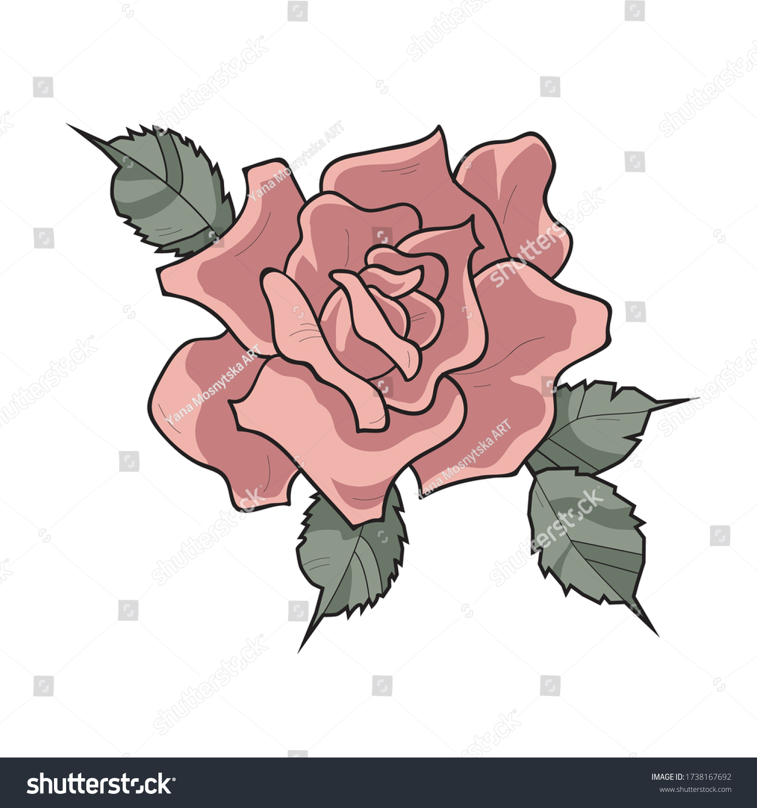 Rose Illustration Vector Flower Simple Graphic Stock Vector (Royalty ...