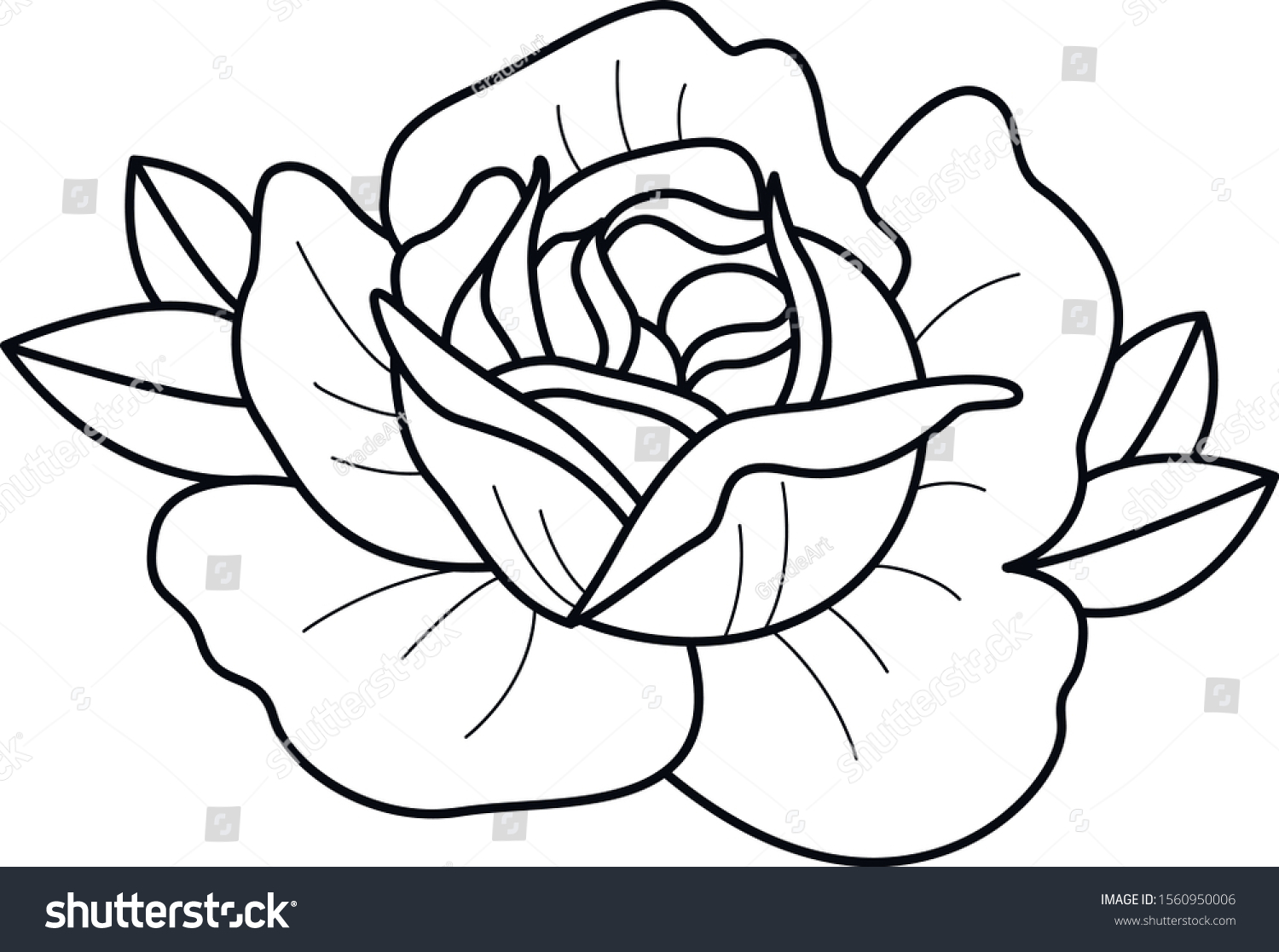 Rose Line Work Decorative Element: vector de stock (libre de regalías ...