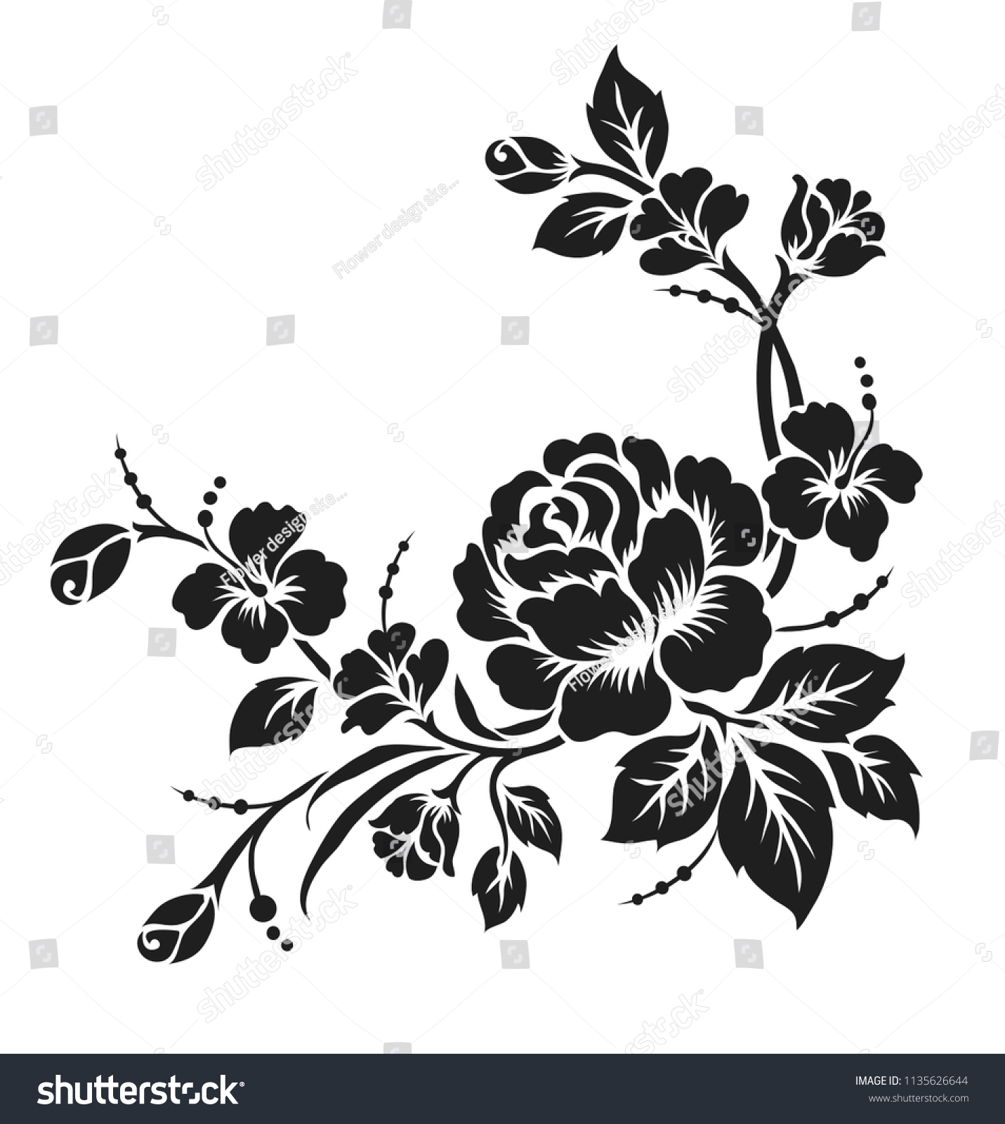 Rose Motif Design Sketch Element Vector Stock Vector (Royalty Free ...
