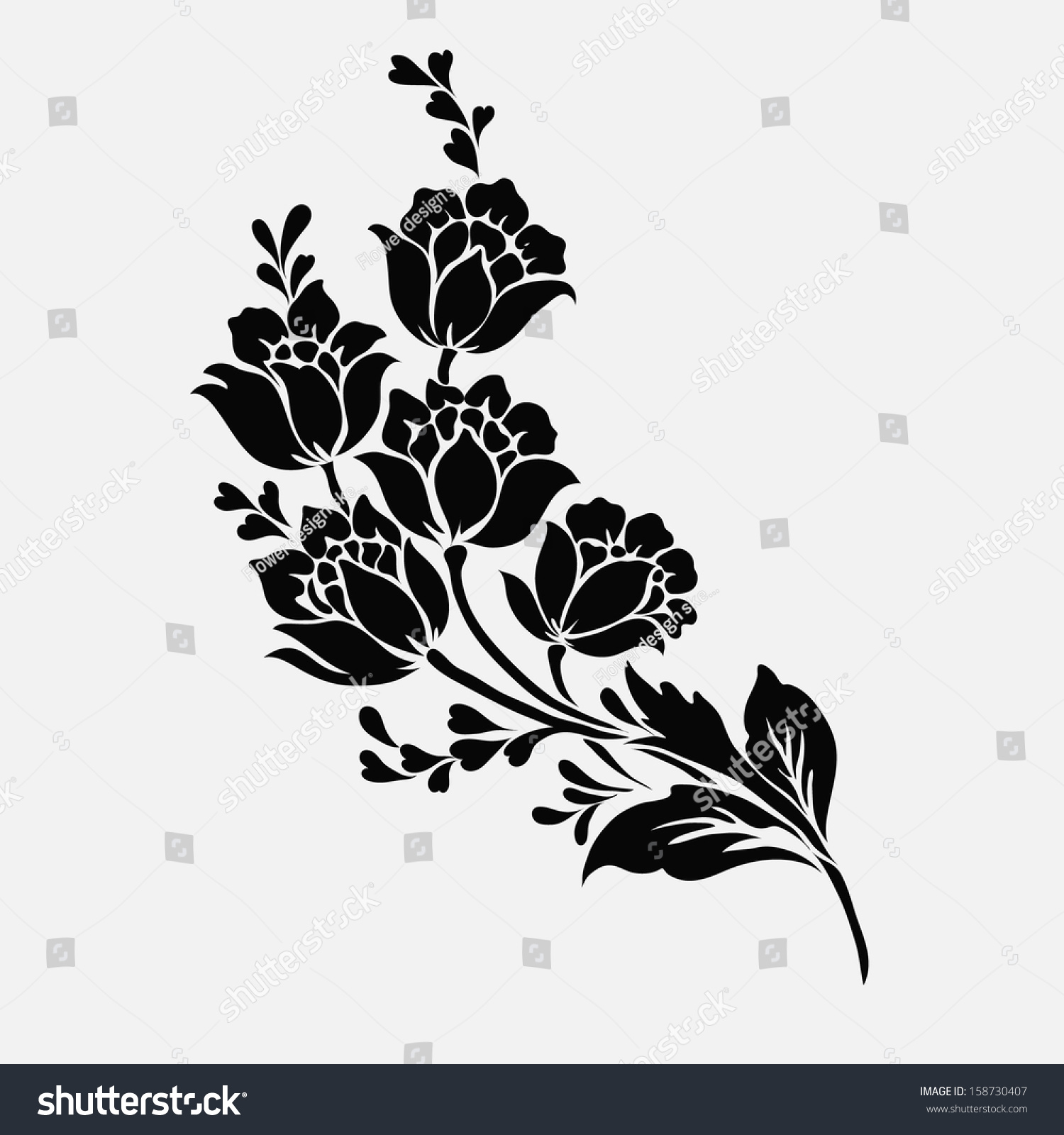 Rose Motifflower Design Elements Vector Stock Vector (Royalty Free ...