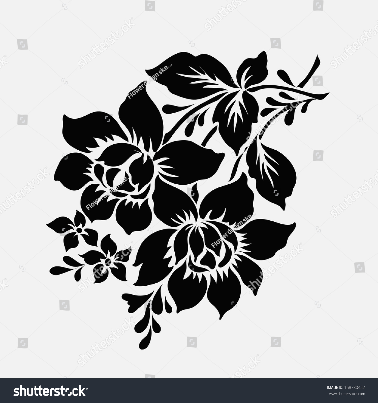Rose Motifflower Design Elements Vector Stock Vector (Royalty Free ...