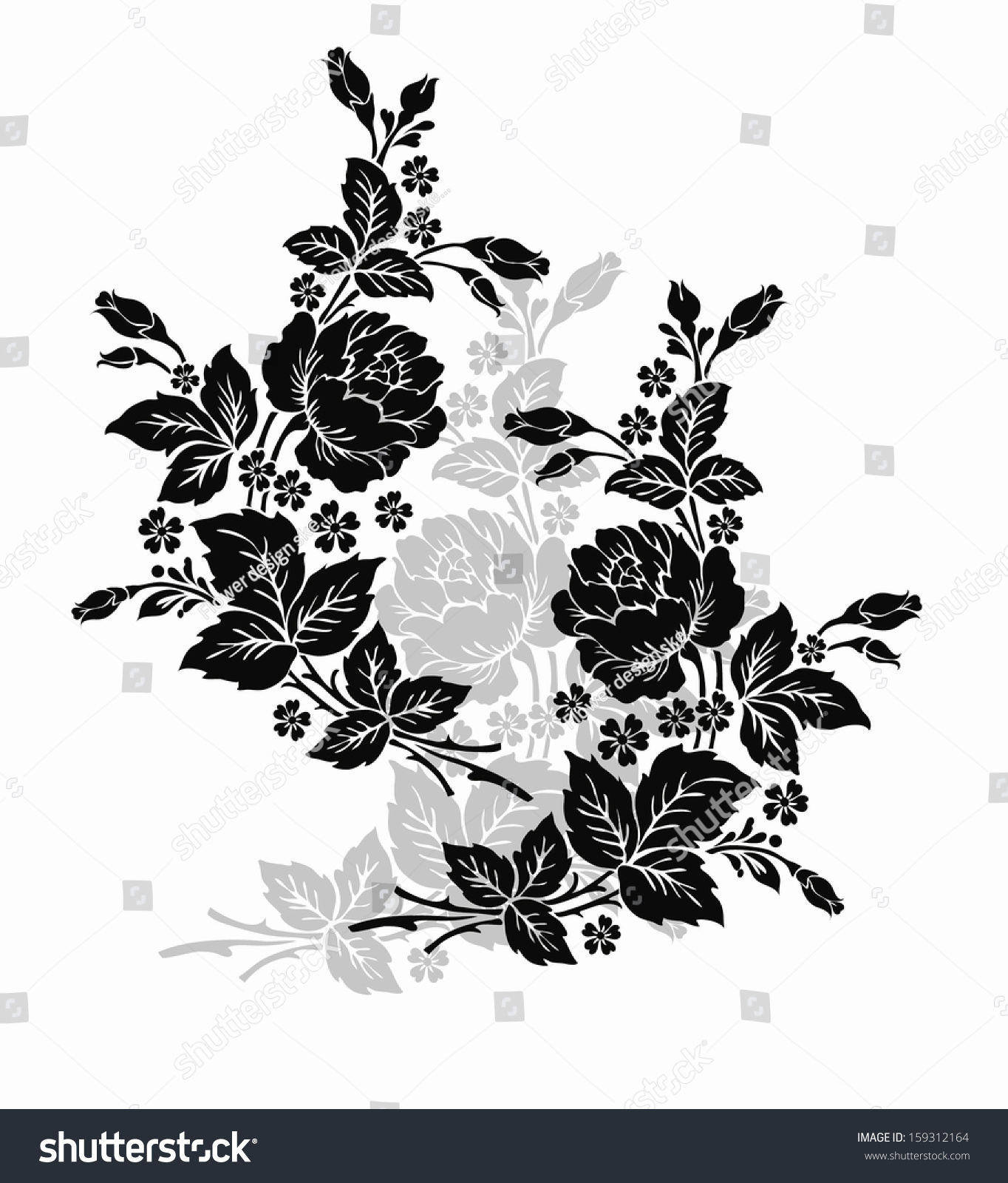 Rose Motifflower Design Elements Vector Stock Vector (Royalty Free ...
