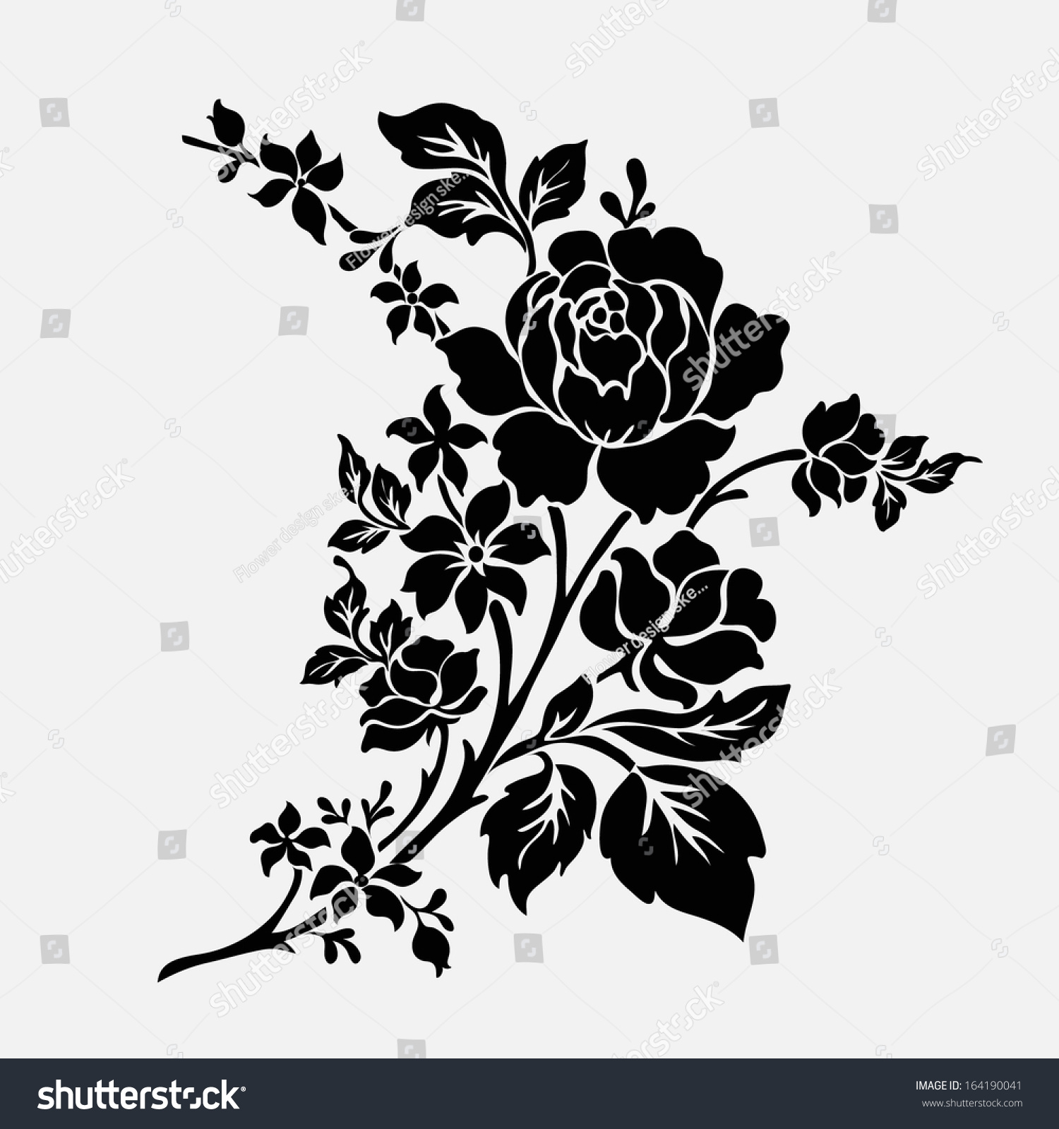 Rose Motifflower Design Elements Vector Stock Vector (Royalty Free ...