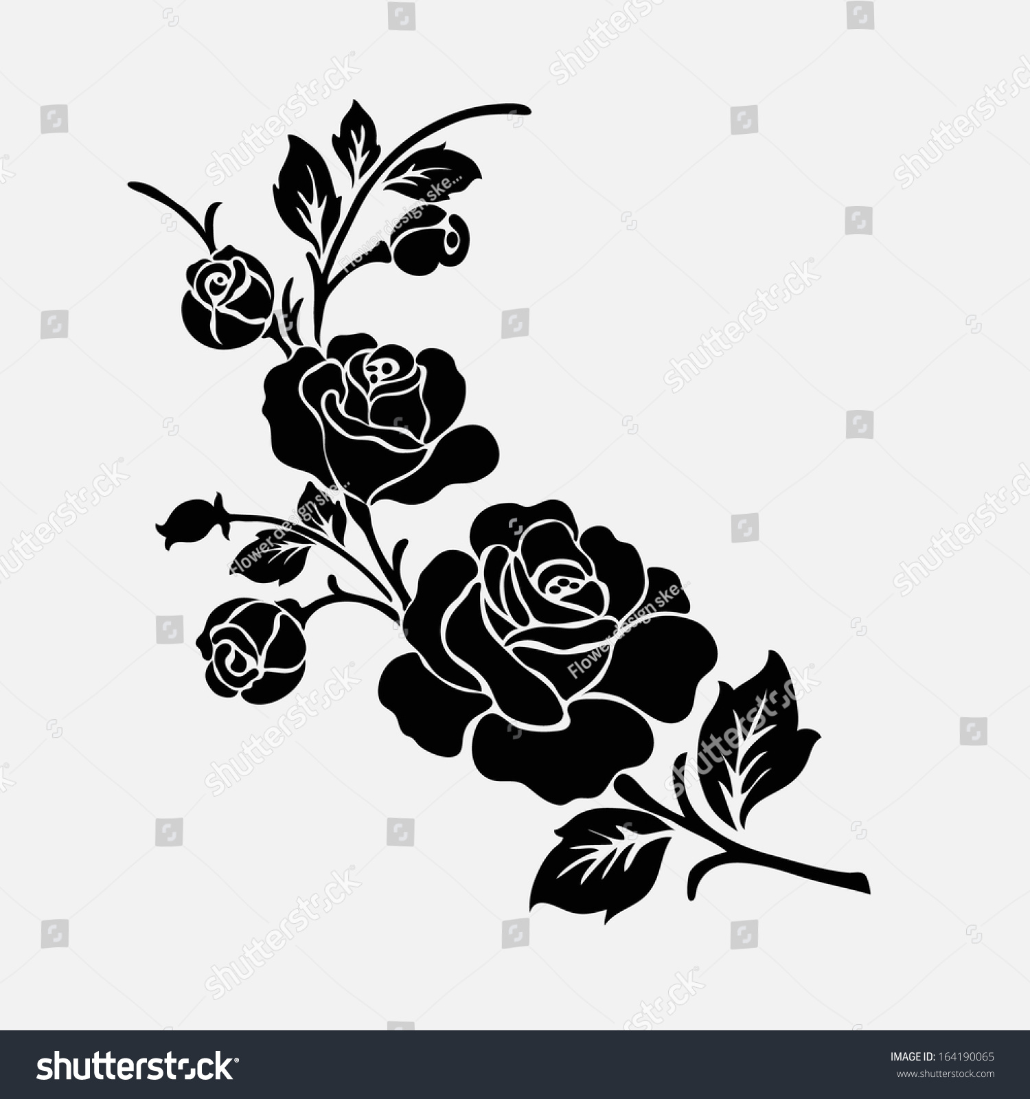 Rose Motifflower Design Elements Vector Stock Vector (Royalty Free ...